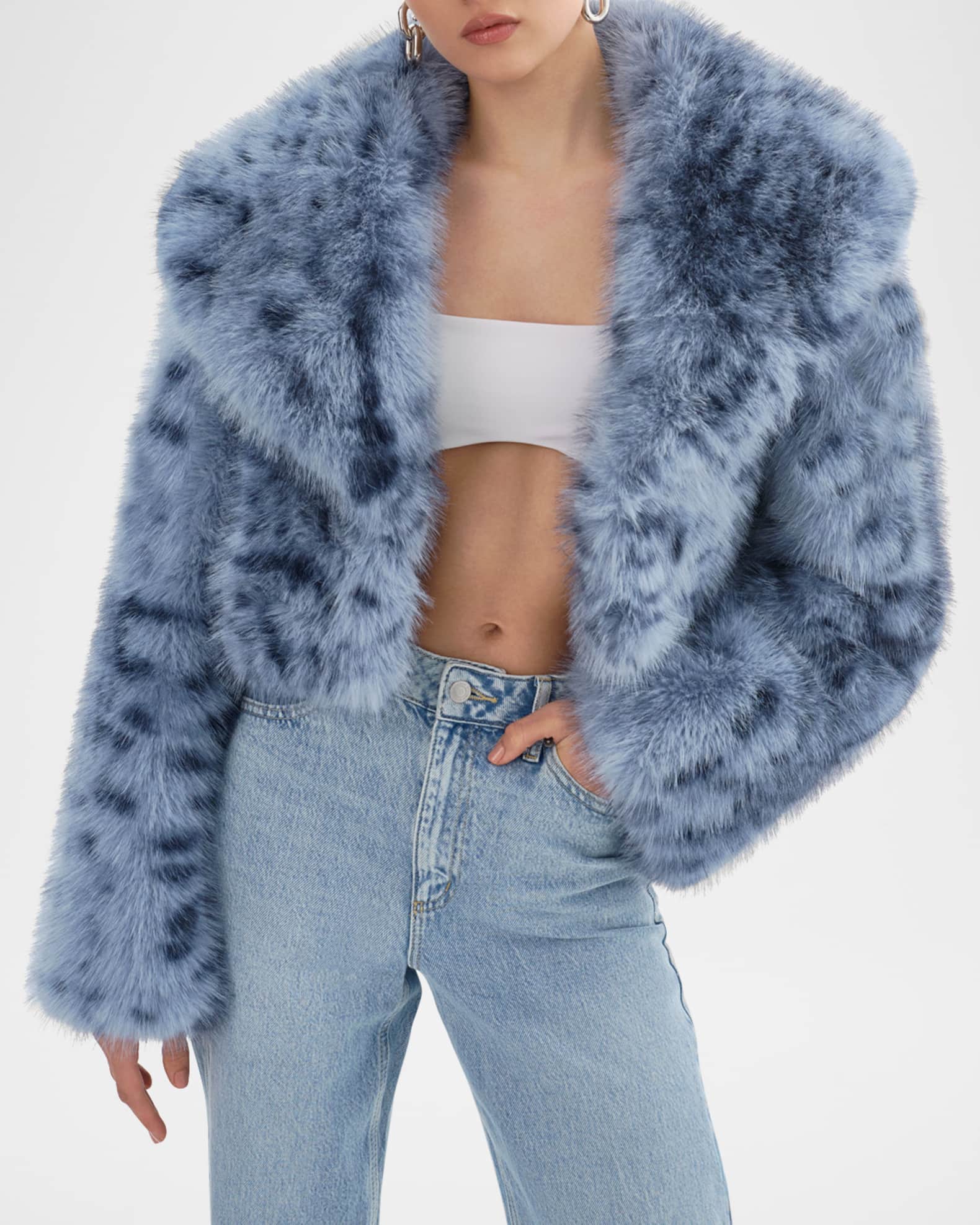 LaMarque Danika Leopard-Printed Faux Fur Cropped Coat | Neiman Marcus