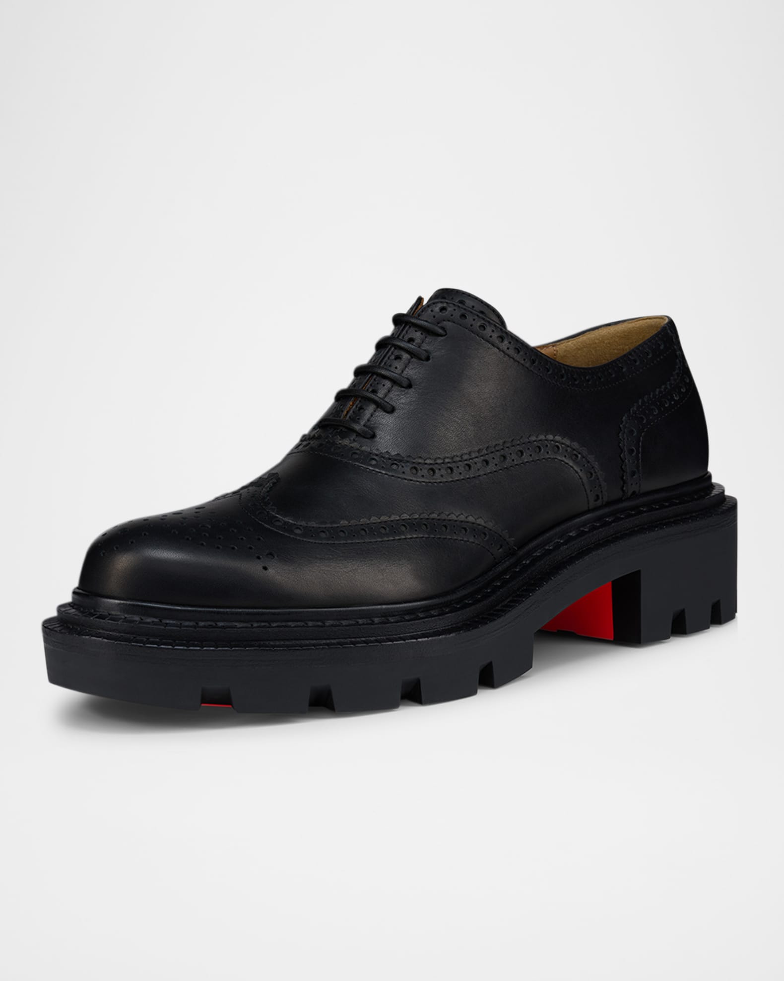 Christian Louboutin Men's College Wingtip Brogue Leather Derby Shoes ...