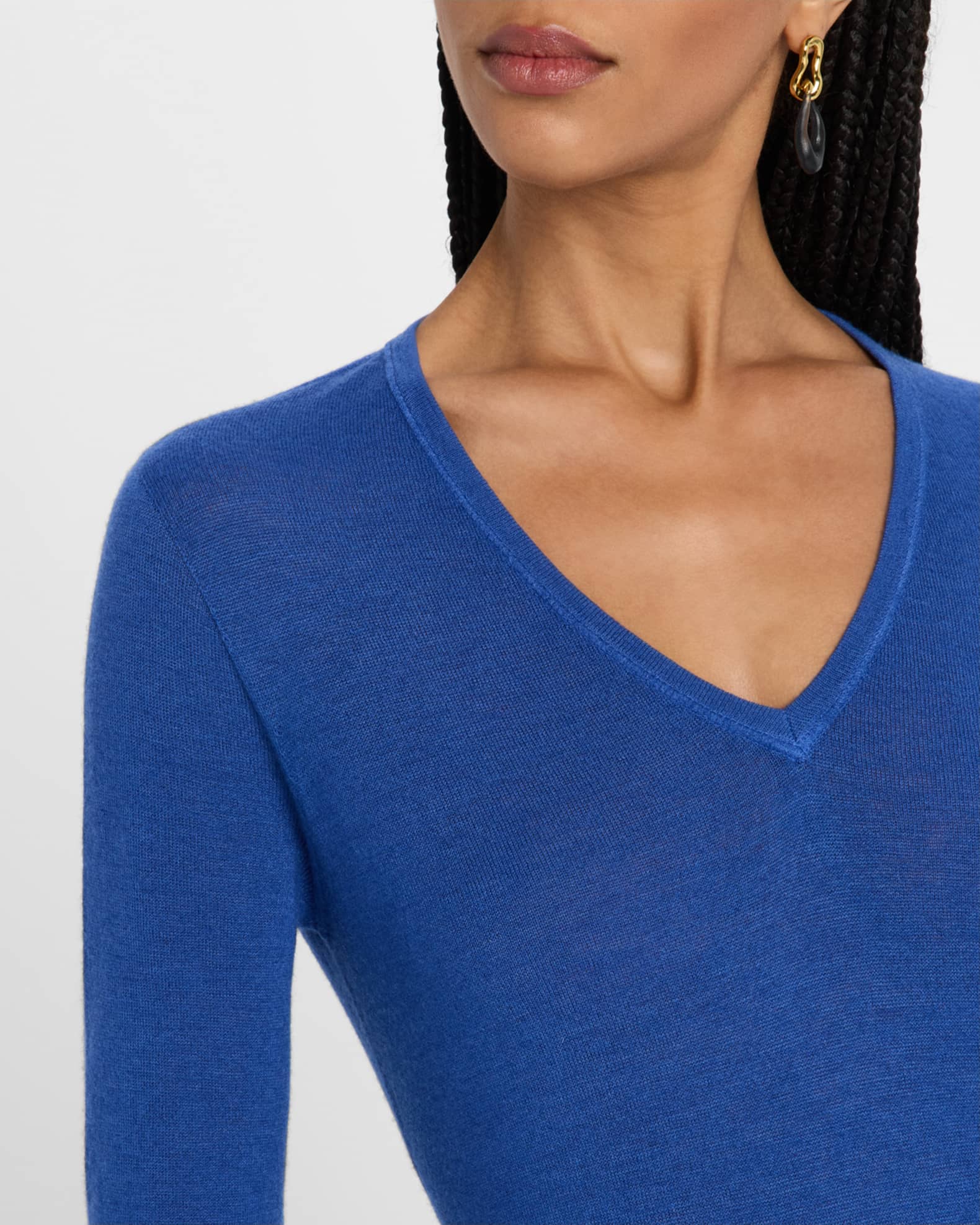 Machine Washable Cashmere V-Neck Pullover | Neiman Marcus