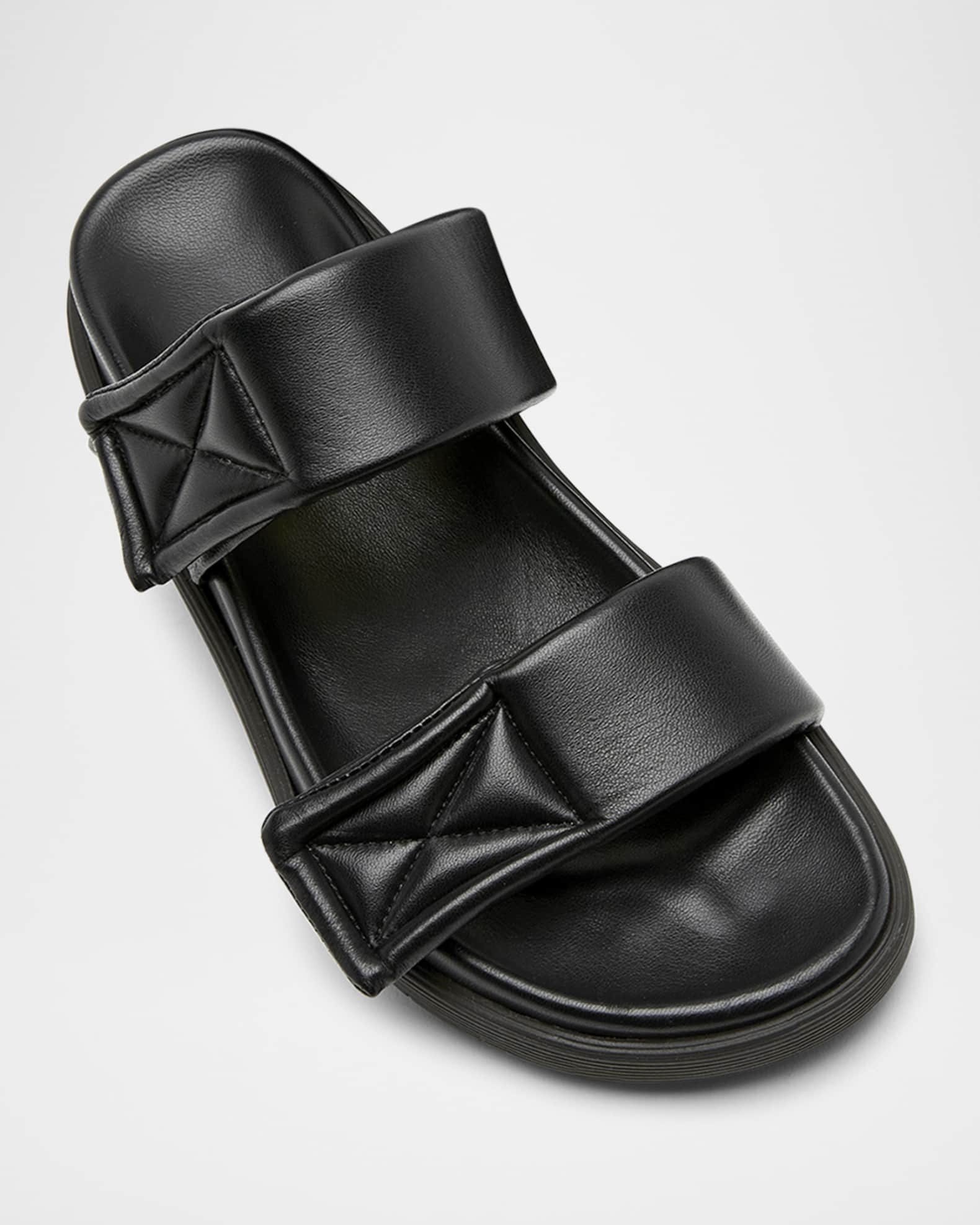 La Canadienne Glena Leather Padded Dual-Strap Slide Sandals | Neiman Marcus