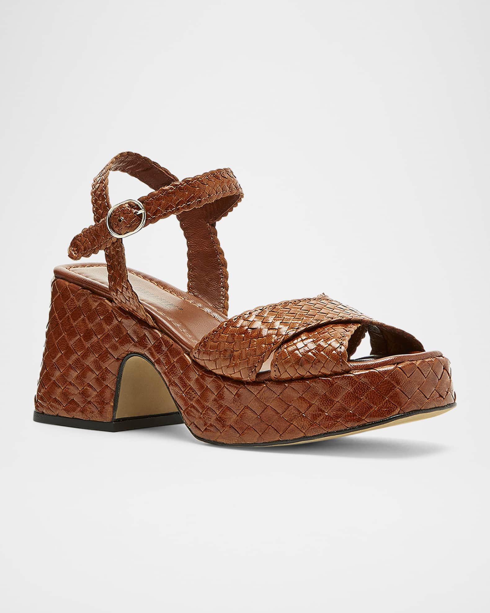 La Canadienne Pico Woven Leather Ankle-Strap Platform Sandals | Neiman ...