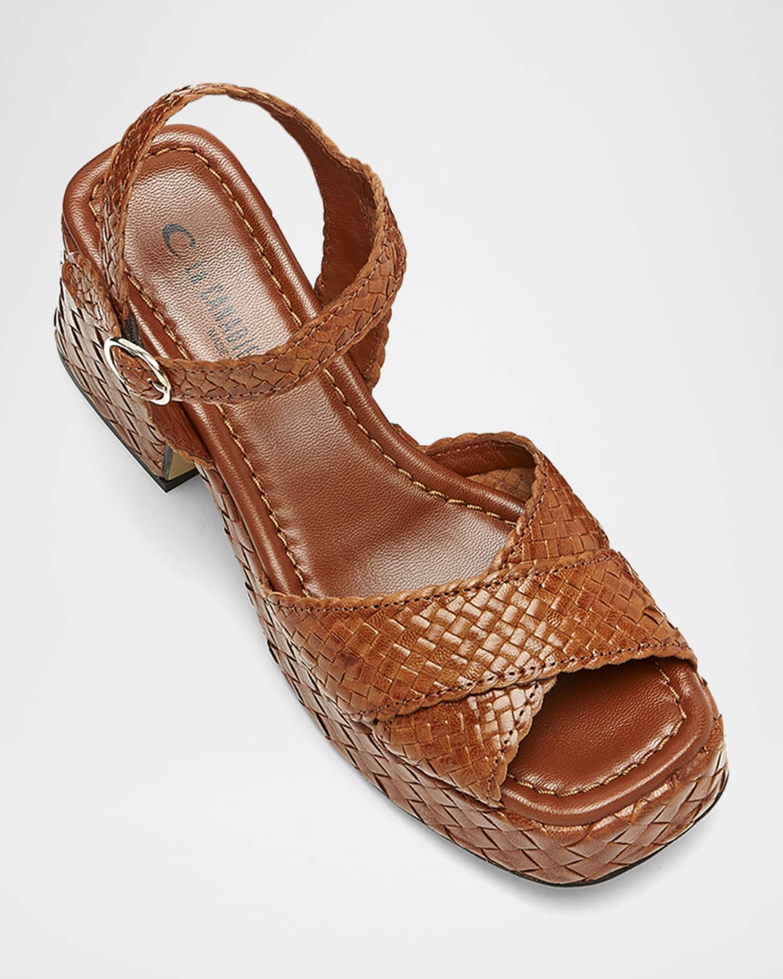 La Canadienne Pico Woven Leather Ankle-Strap Platform Sandals | Neiman ...