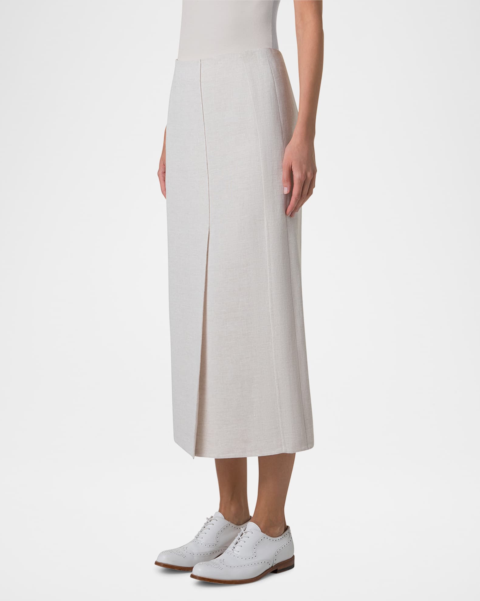 Akris Twisted Linen Double-Face Midi Pencil Skirt | Neiman Marcus