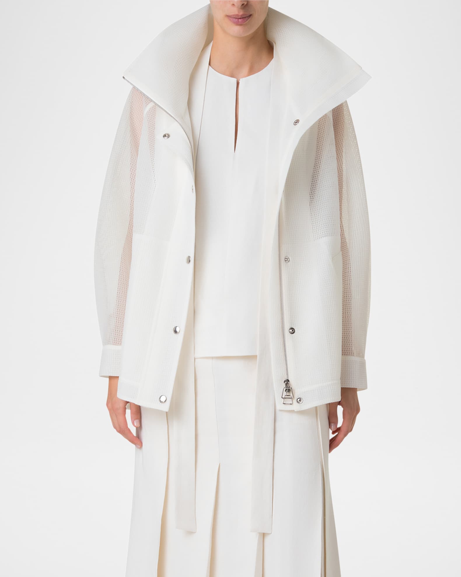 Akris Palina Double Layer Techno Grid Parka | Neiman Marcus