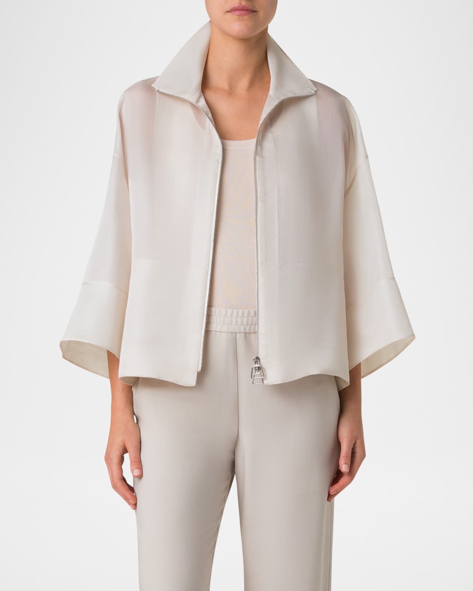 Akris Philia Panama Silk Jacket | Neiman Marcus