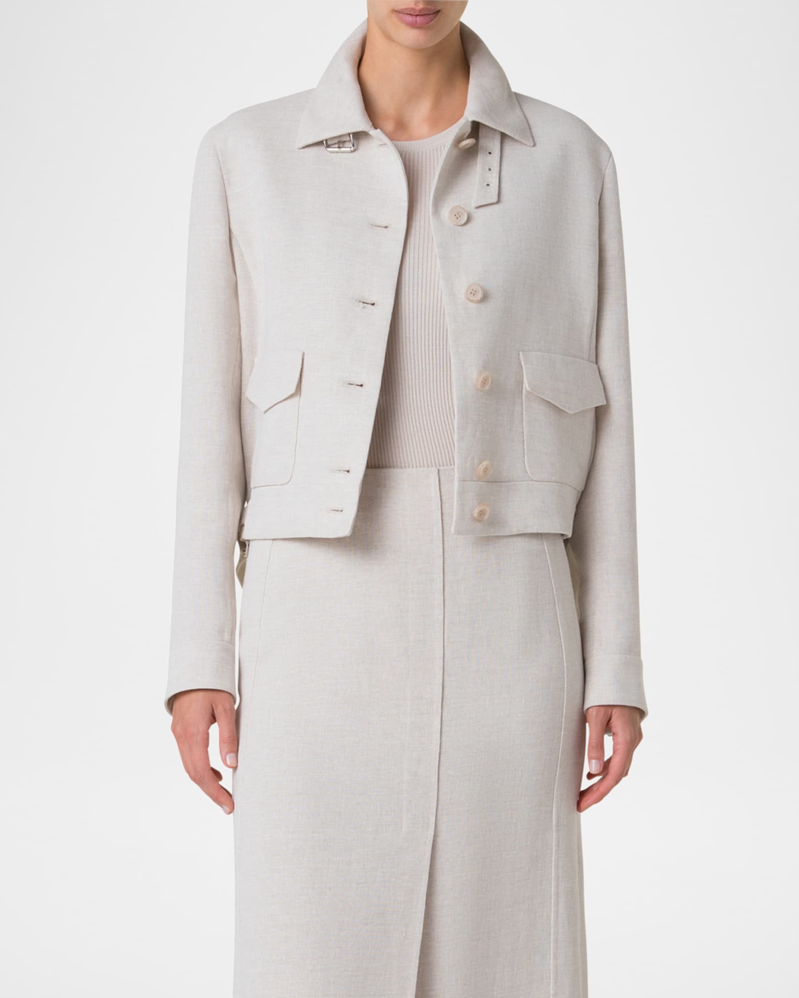 Akris Peer Twisted Linen Double-Face Jacket | Neiman Marcus