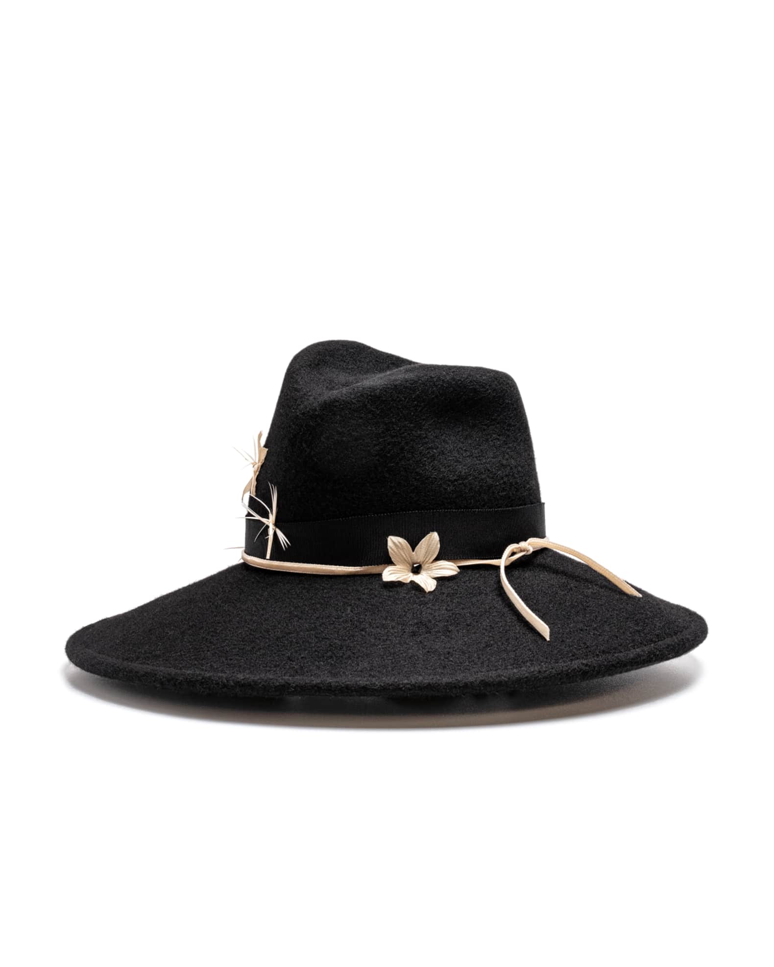 Gigi Burris Drake Flower Rabbit Hair Fedora Hat | Neiman Marcus