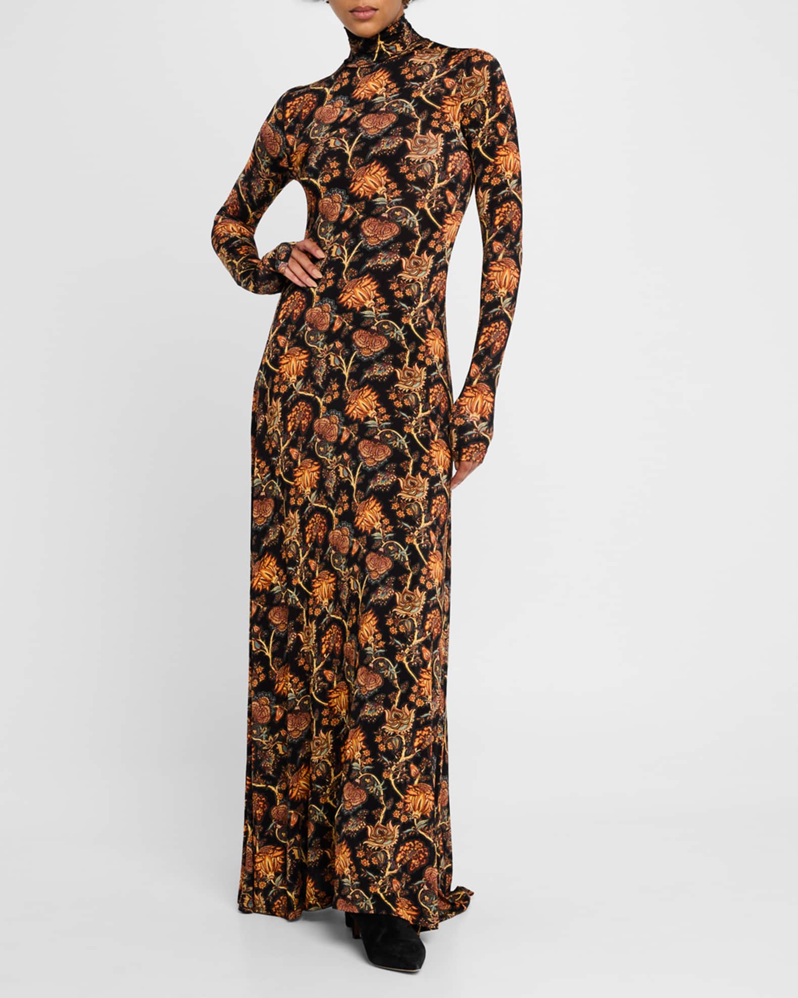 Ulla Johnson Amari Printed Turtleneck Maxi Dress | Neiman Marcus