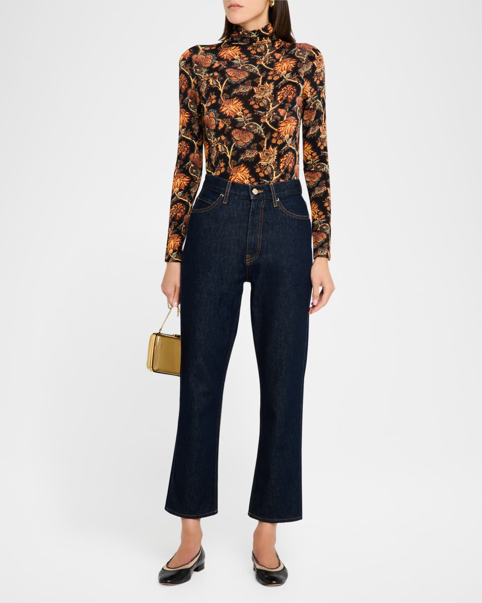 Ulla Johnson Aurelia Floral Turtleneck Top | Neiman Marcus