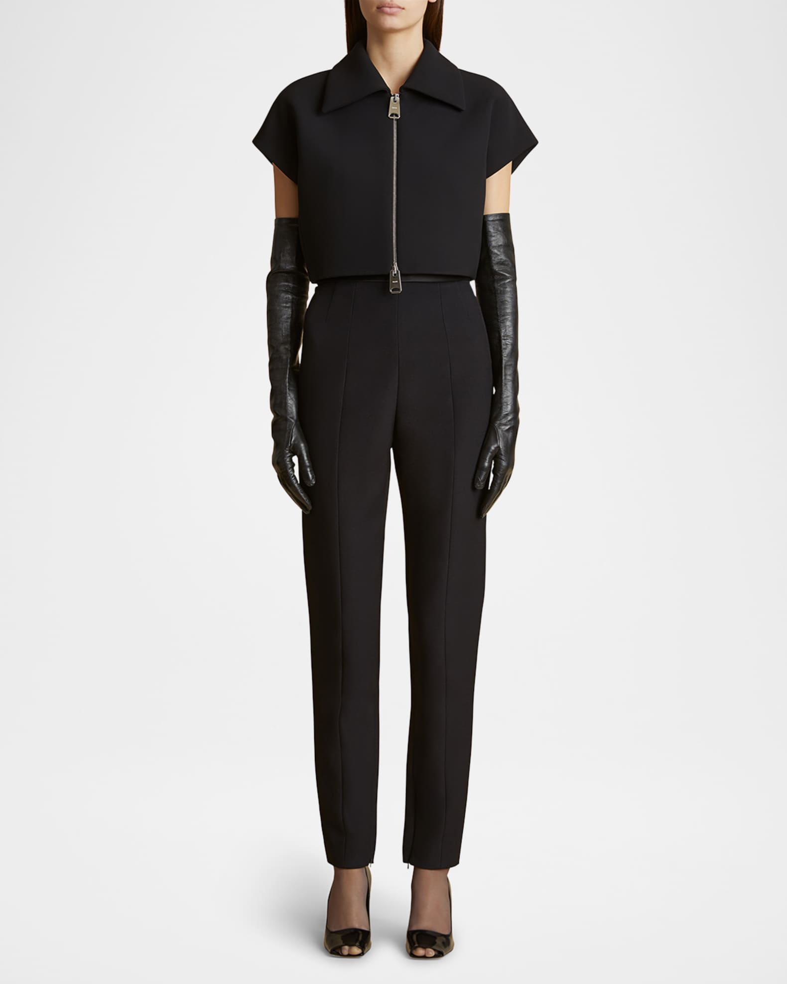 Khaite Robin Cropped Zip-Front Top | Neiman Marcus