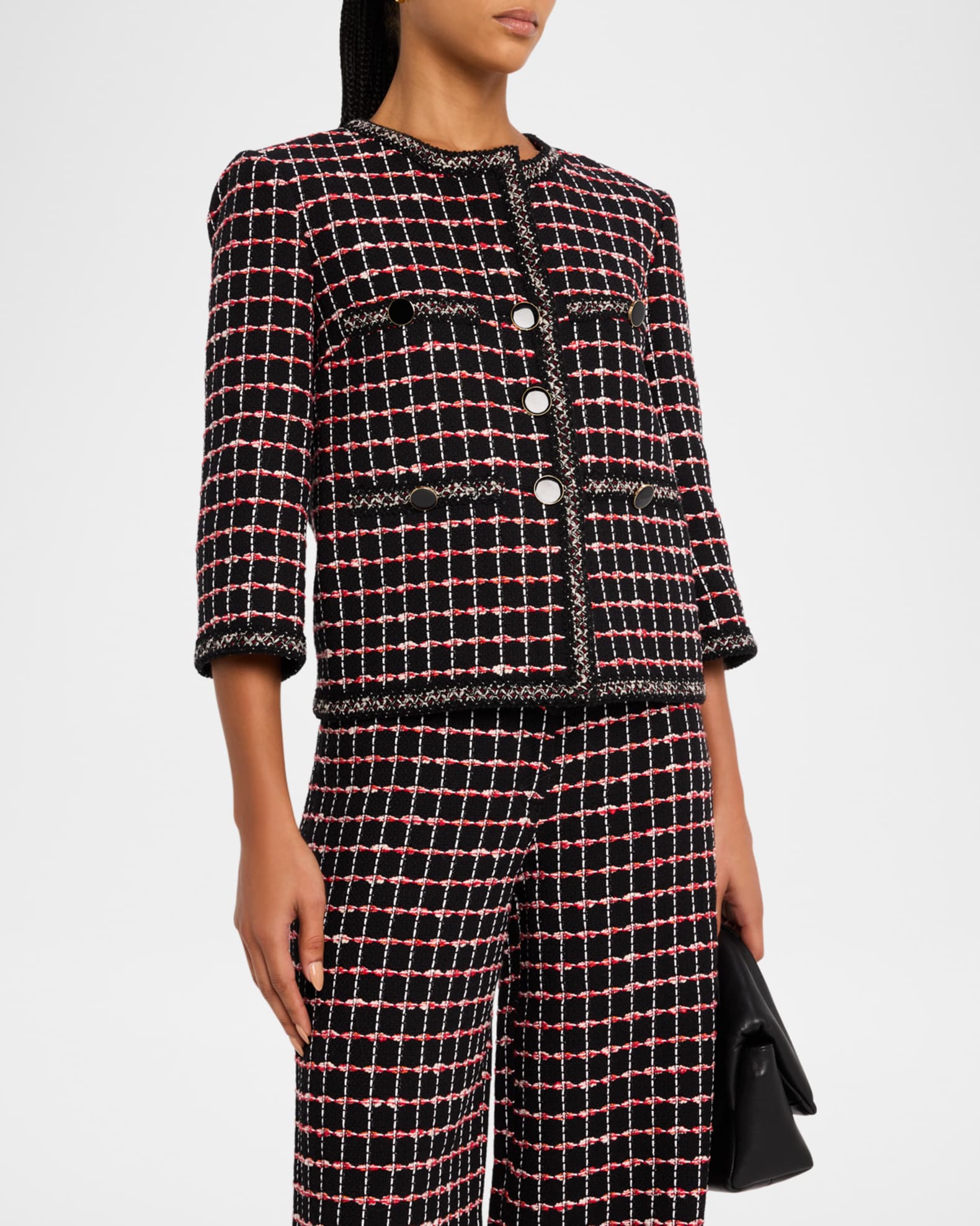 St. John Window Pane Tweed Jacket | Neiman Marcus