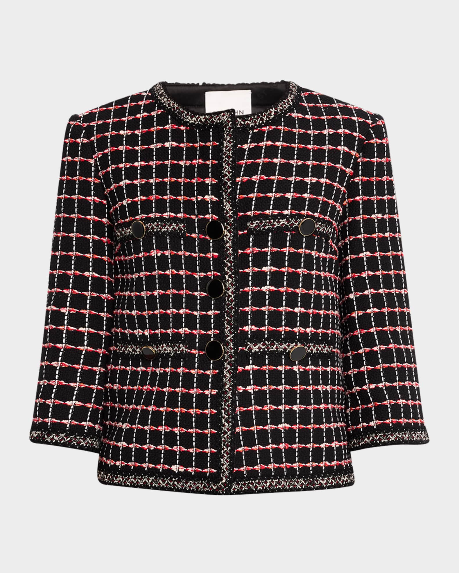 St. John Window Pane Tweed Jacket | Neiman Marcus