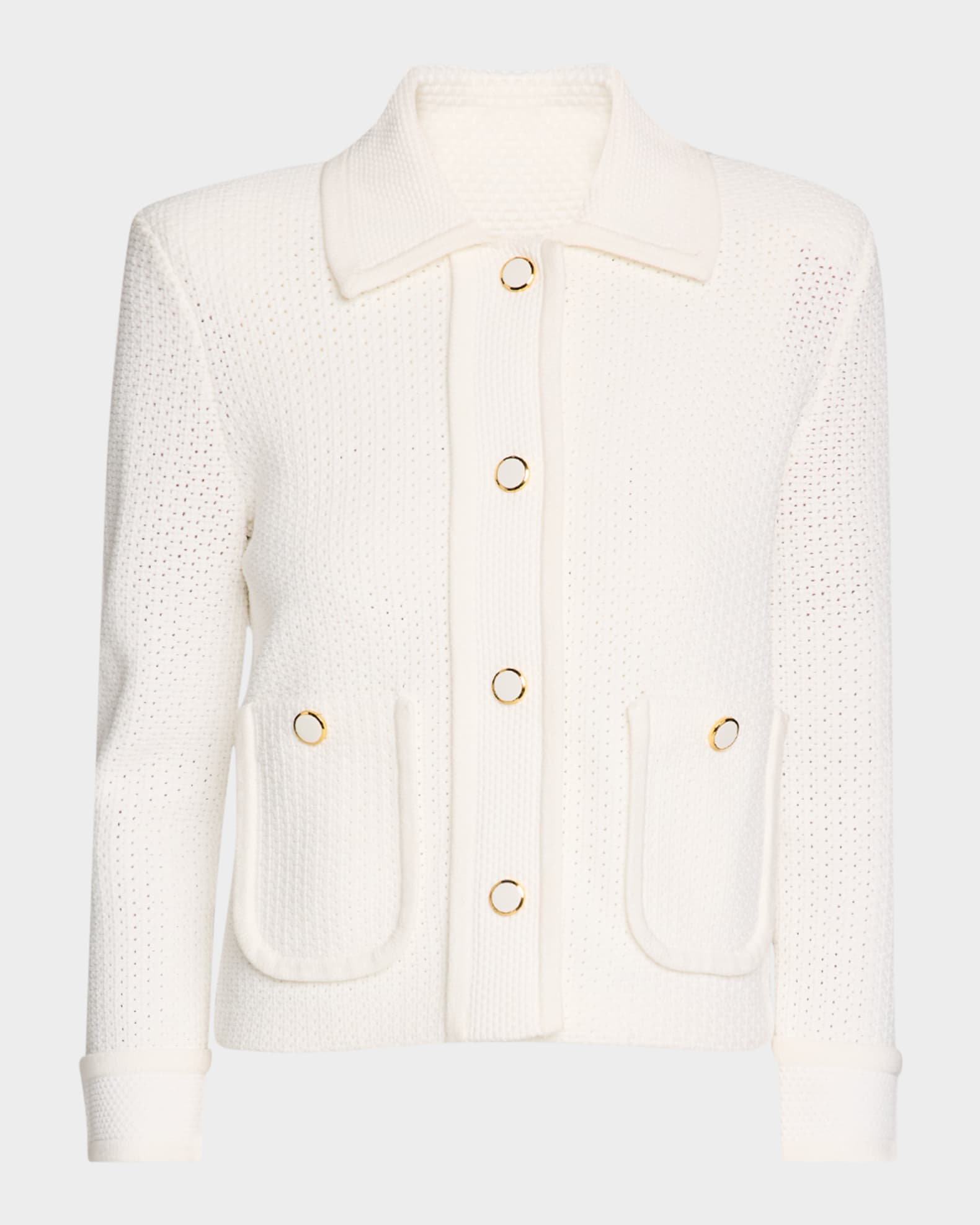 St. John Textured Stretch Knit Collared Jacket | Neiman Marcus