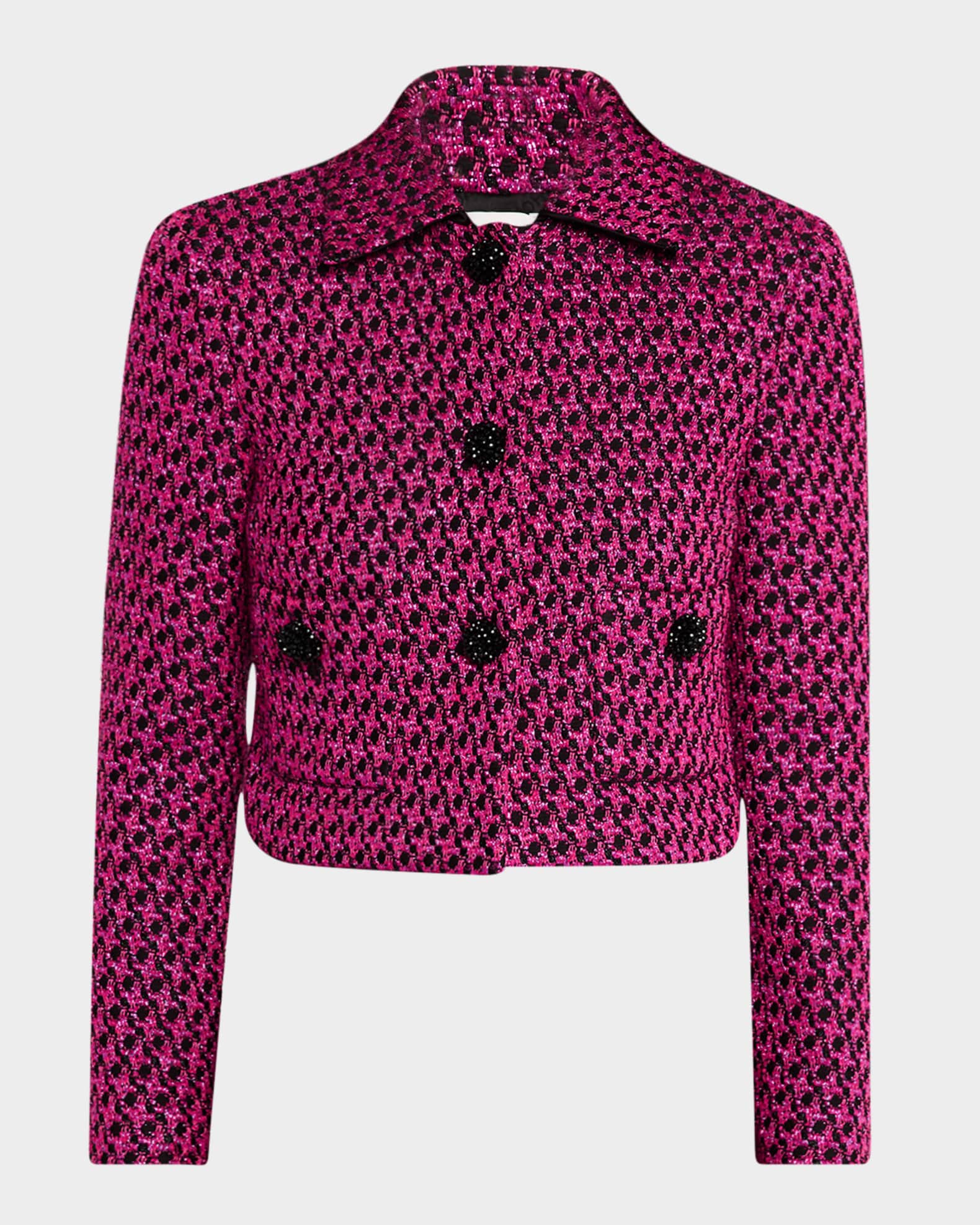 St. John Metallic Houndstooth Tweed Jacket | Neiman Marcus