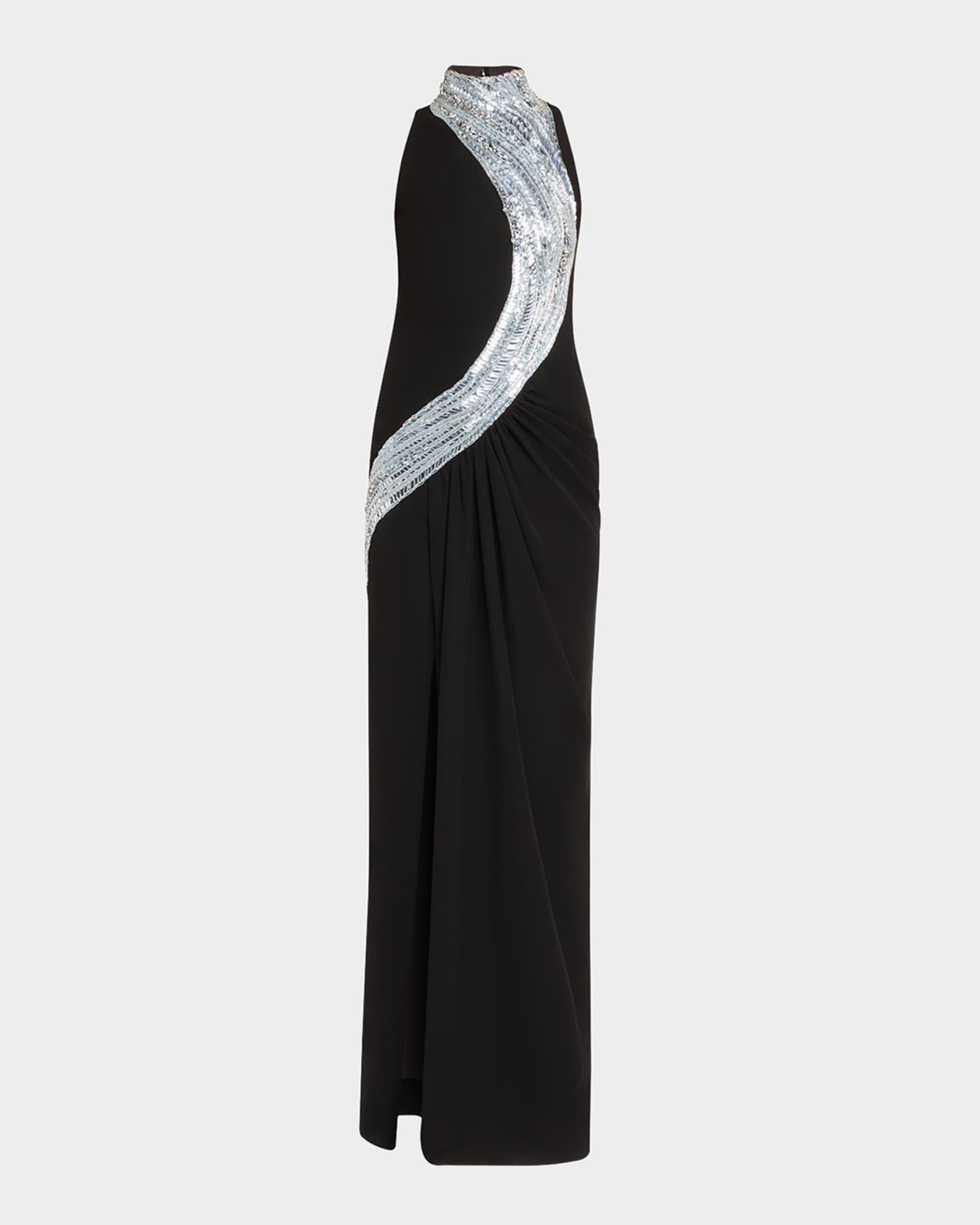 Gaurav Gupta Wave Crystal Embroidered Slit Gown | Neiman Marcus