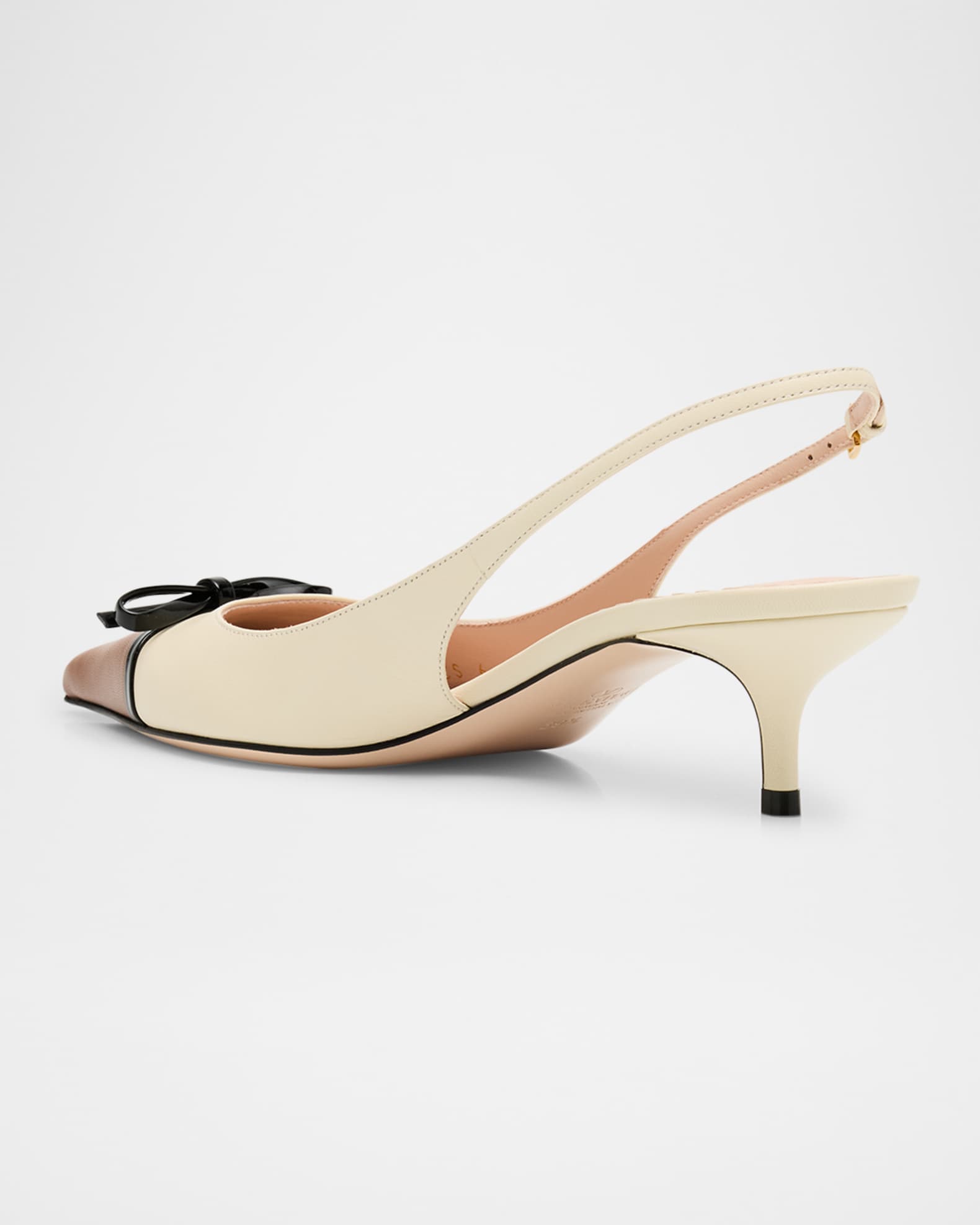 Valentino Garavani VLOGO Pointed Slingback Leather Kitten Pumps ...