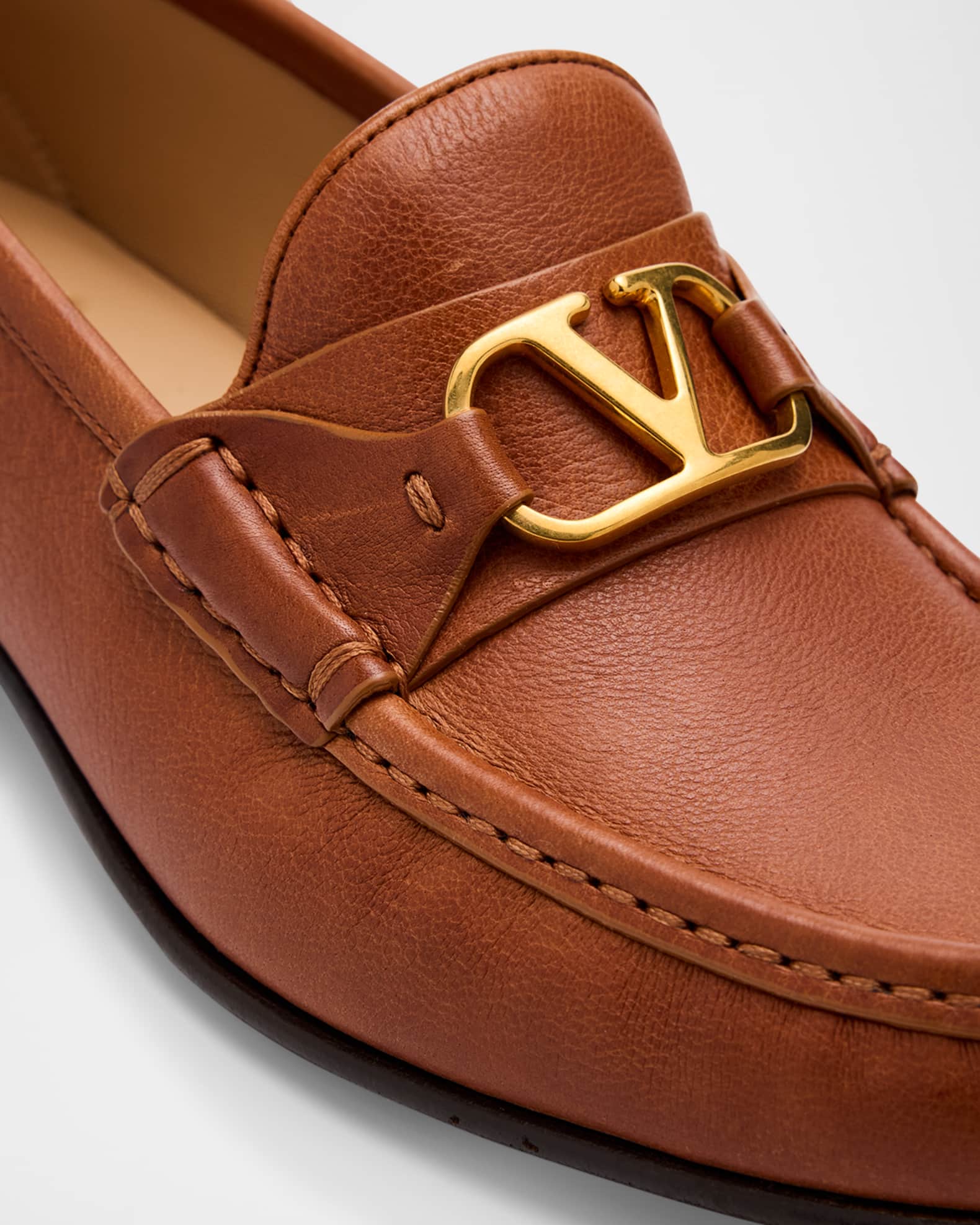 Valentino Garavani VLogo Medallion Leather Loafers | Neiman Marcus