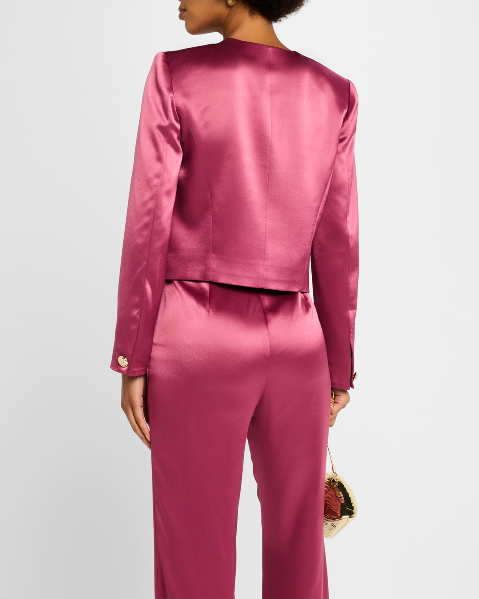 Cinq a Sept Rainer Cropped Satin Jacket | Neiman Marcus