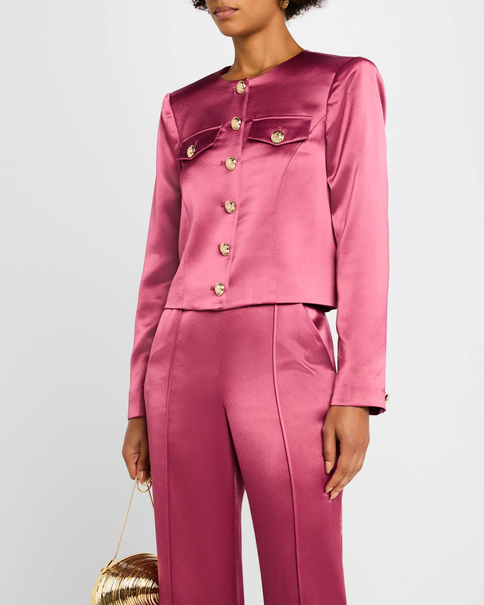 Cinq a Sept Rainer Cropped Satin Jacket | Neiman Marcus