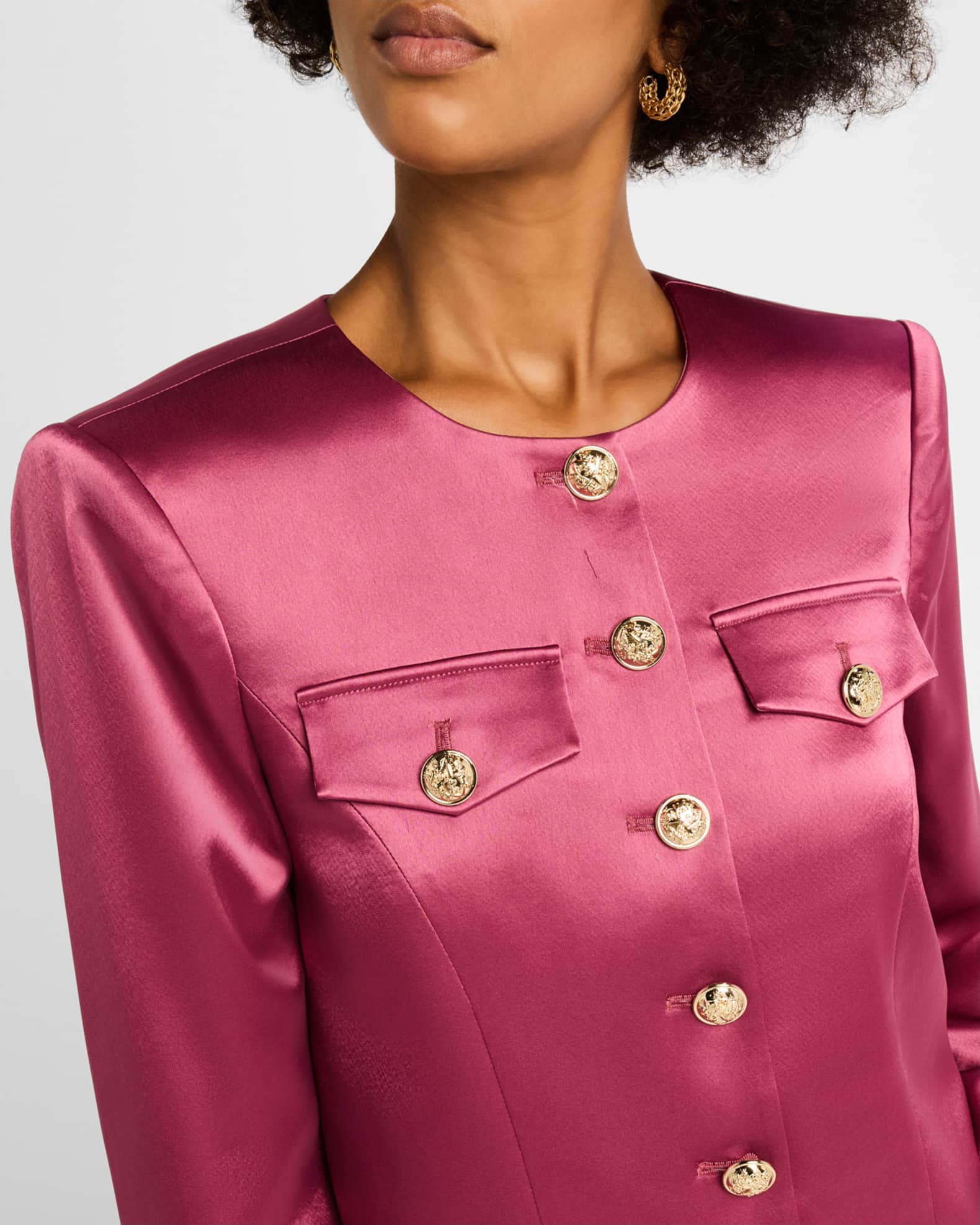 Cinq a Sept Rainer Cropped Satin Jacket | Neiman Marcus