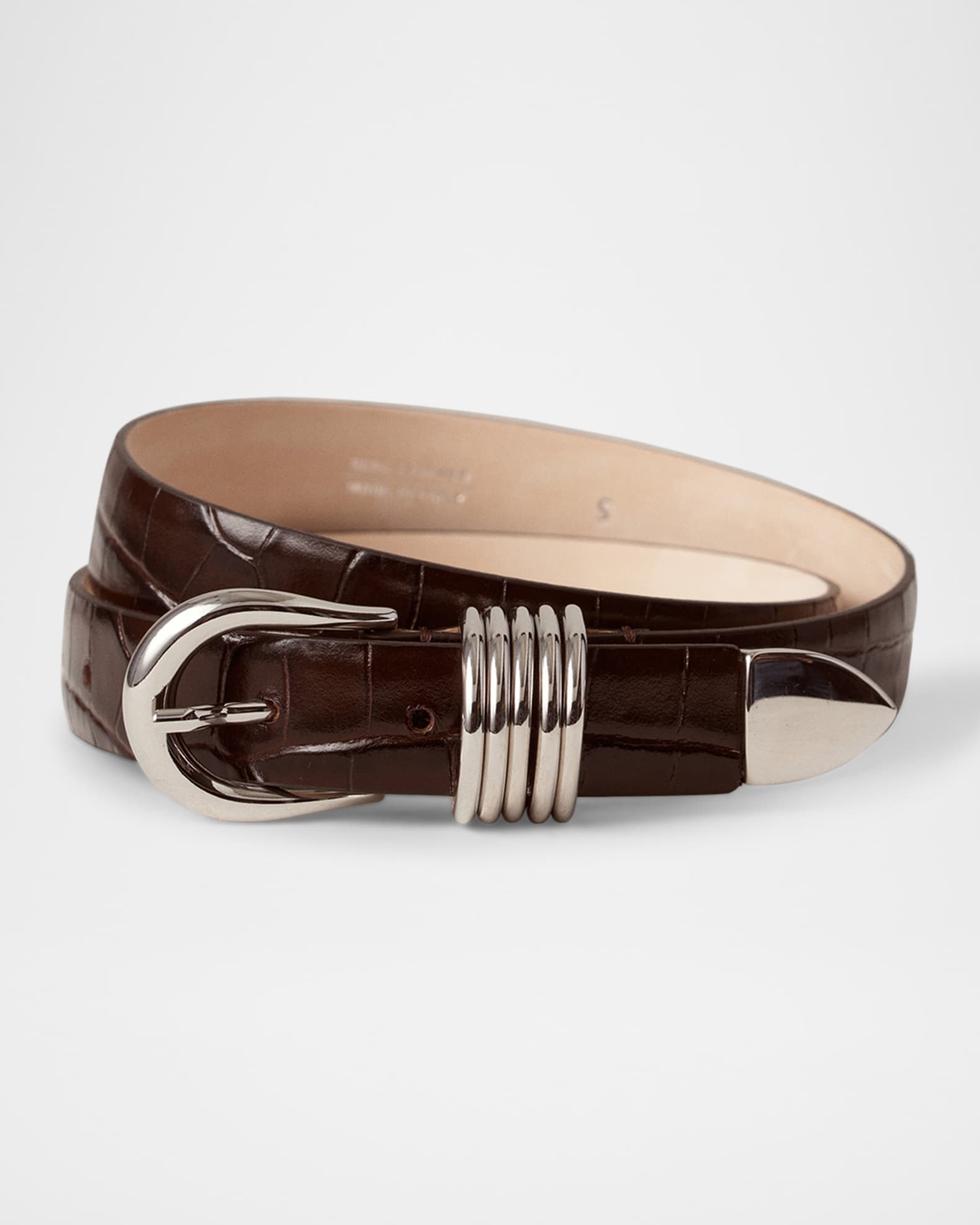Dehanche Hollyhock Croc-Embossed Leather Belt | Neiman Marcus