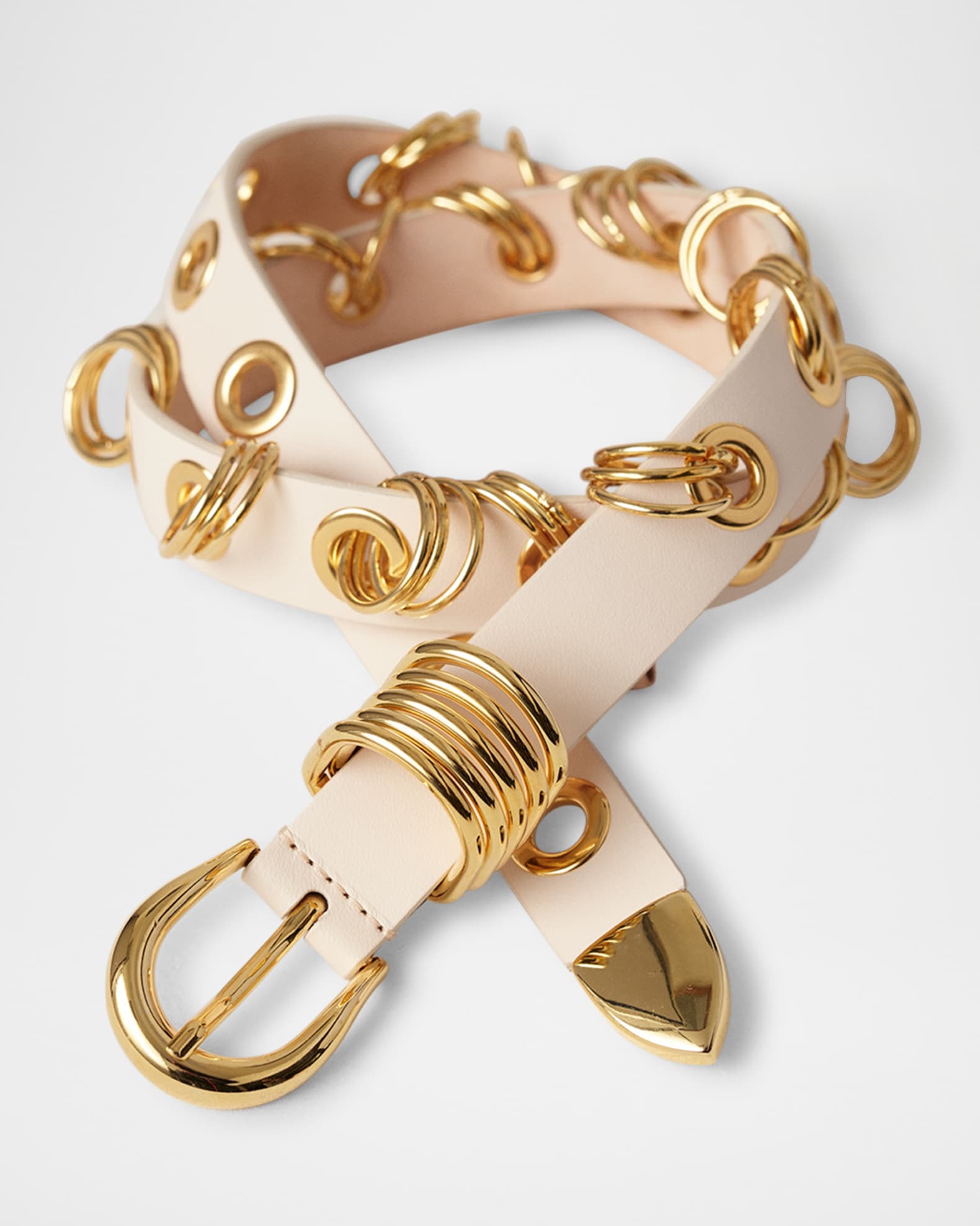 Dehanche Revenge Grommet Rivet & Rings Leather Belt | Neiman Marcus