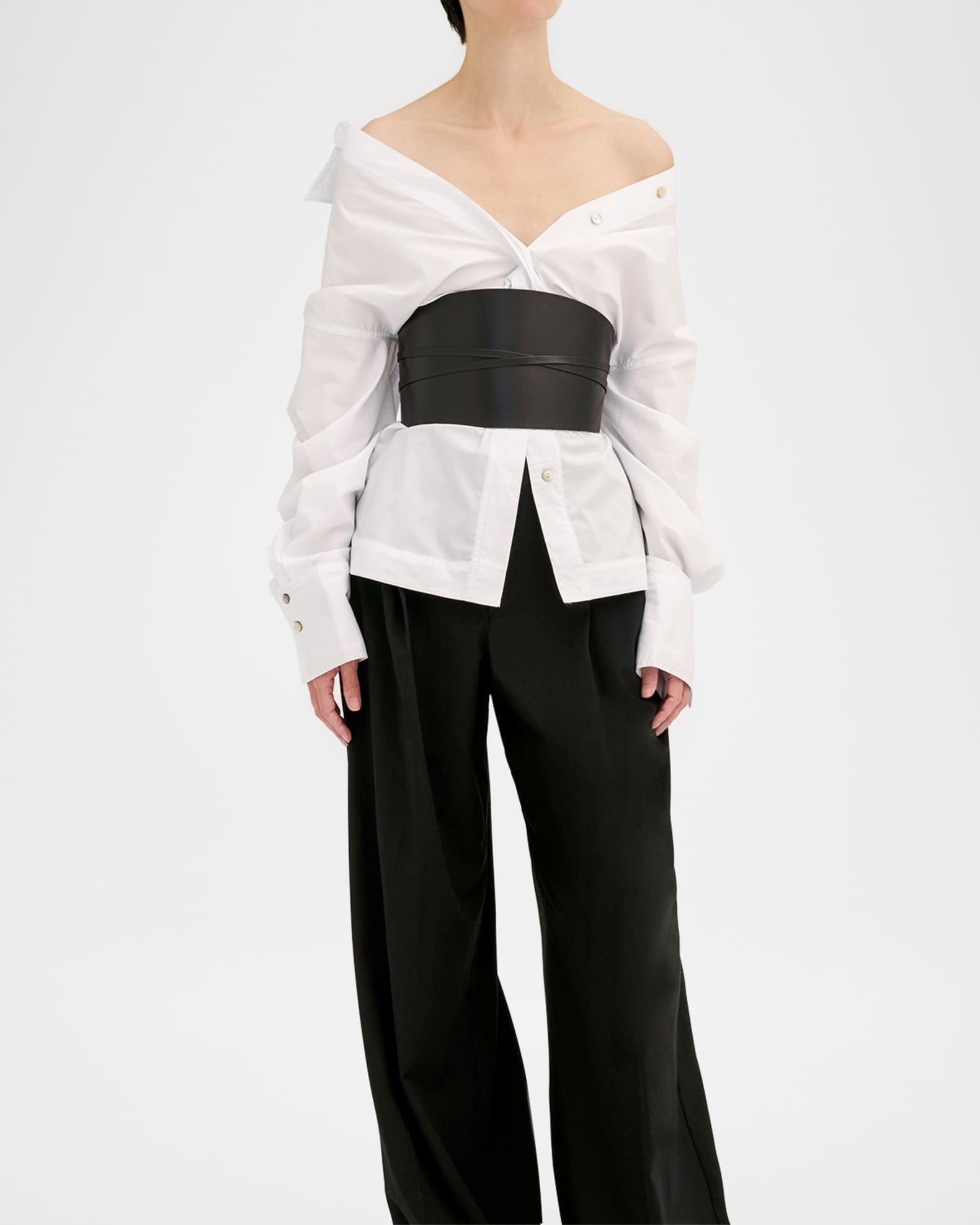 Dehanche Undone Calfskin Leather Corset | Neiman Marcus