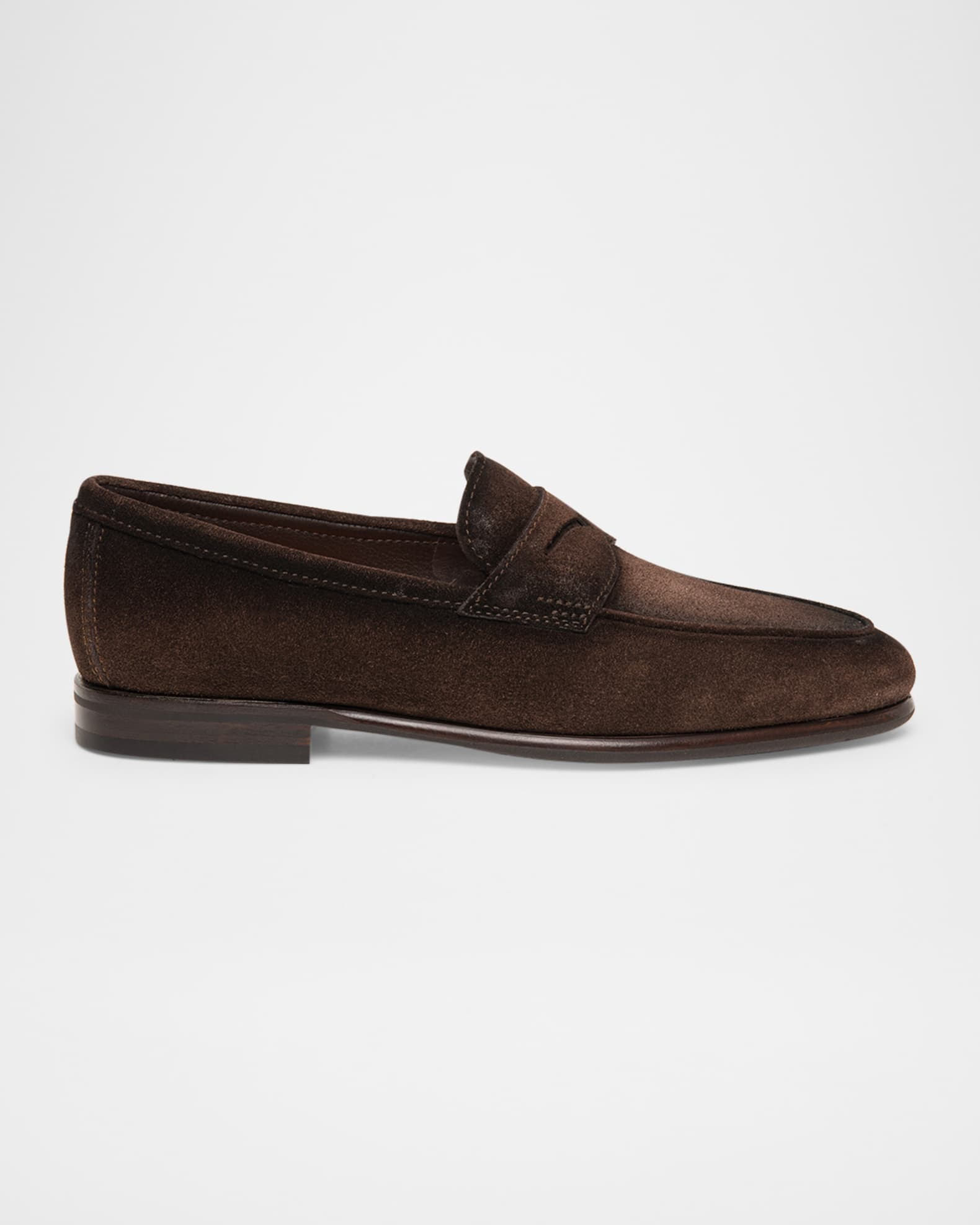 Santoni Men's Carlos Suede Penny Loafers | Neiman Marcus
