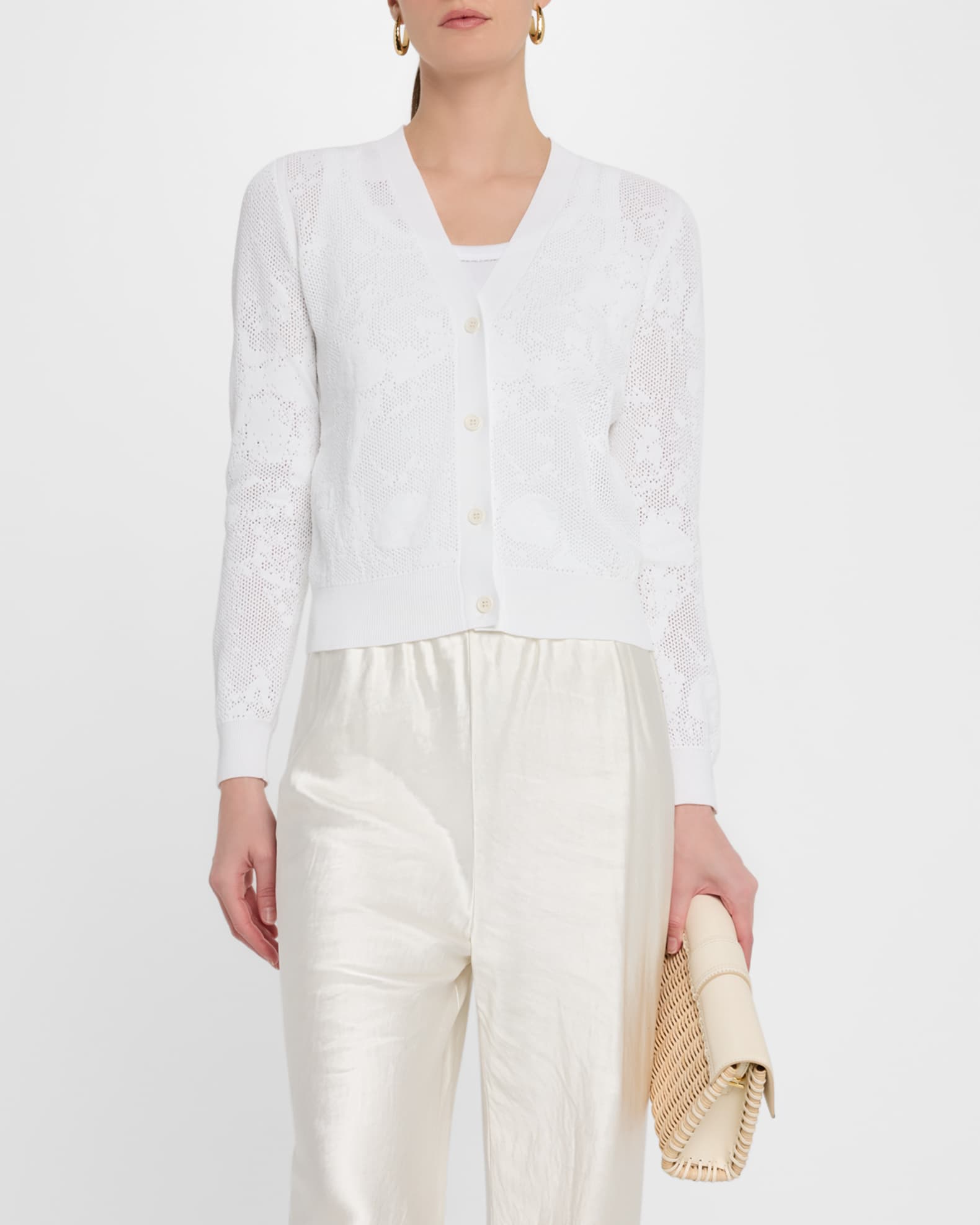 FABIANA FILIPPI Cotton Jacquard Cardigan | Neiman Marcus