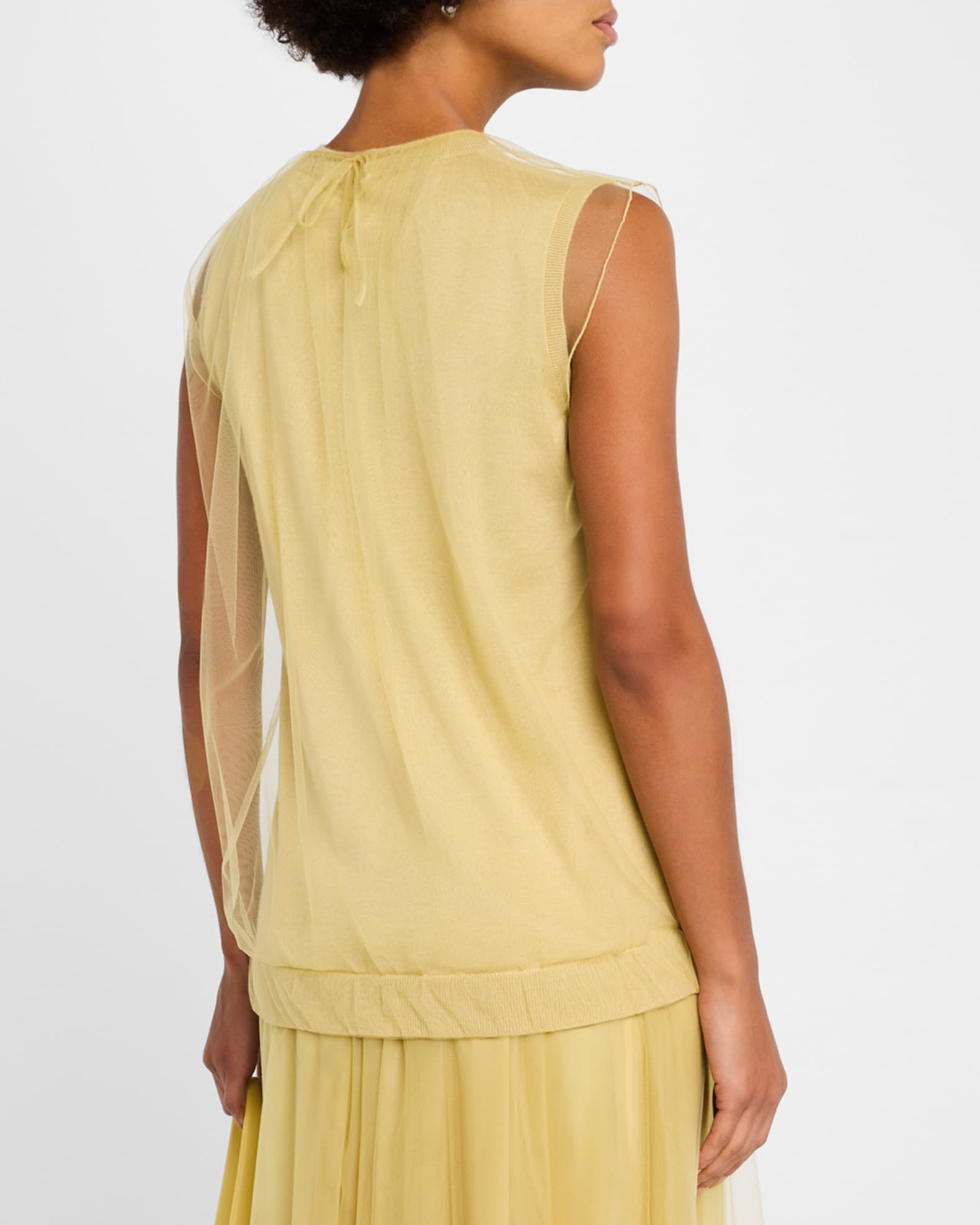 FABIANA FILIPPI Knit Tulle-Layered Tank Top | Neiman Marcus