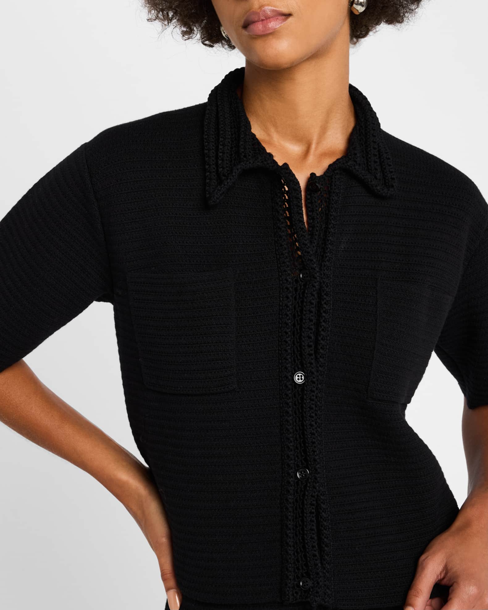 FABIANA FILIPPI Knit Button-Down Shirt | Neiman Marcus