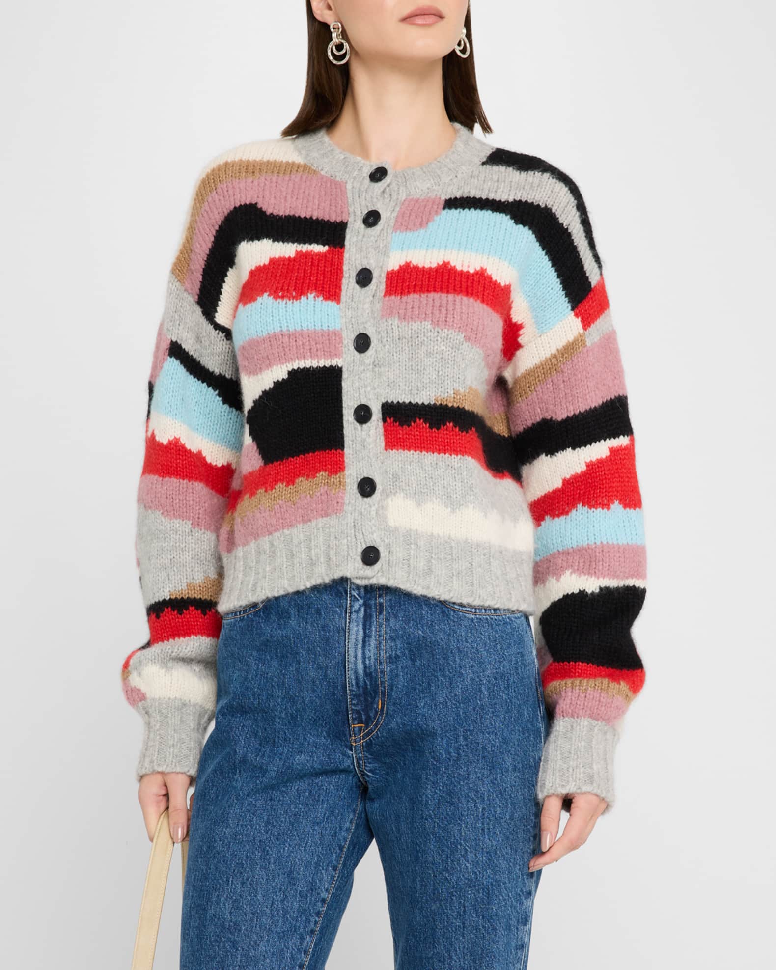 ELEVEN SIX Zaria Button-Down Intarsia Cardigan | Neiman Marcus