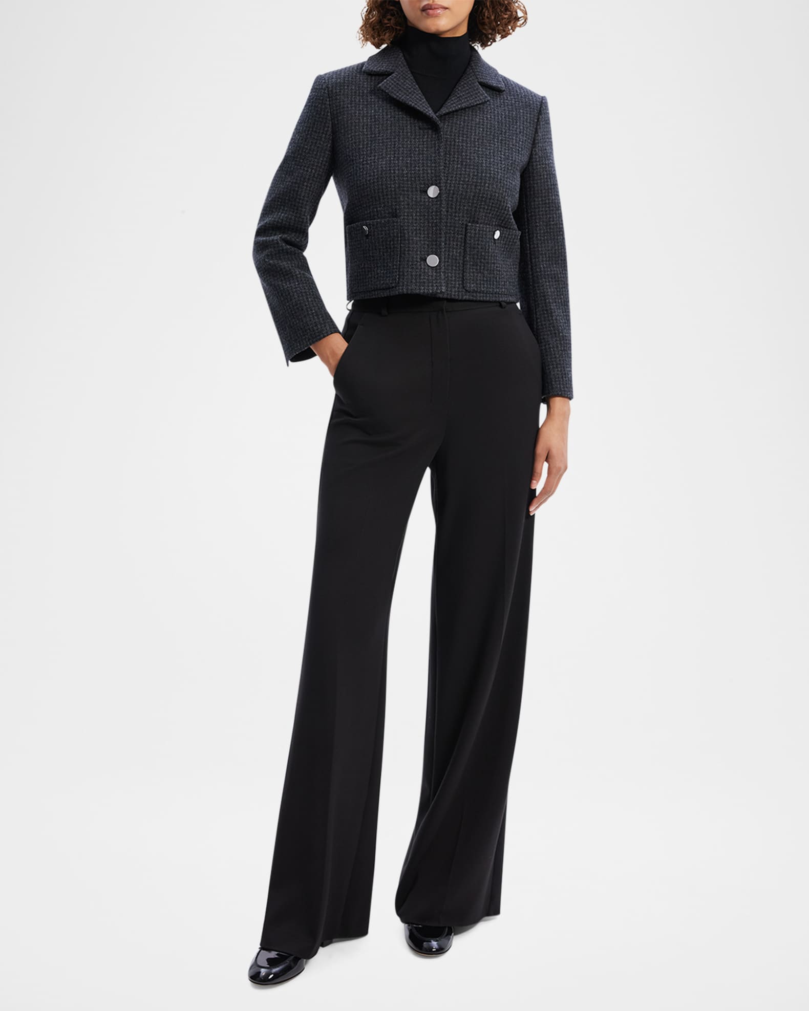 Theory Boxy Cropped Check Flannel Jacket | Neiman Marcus
