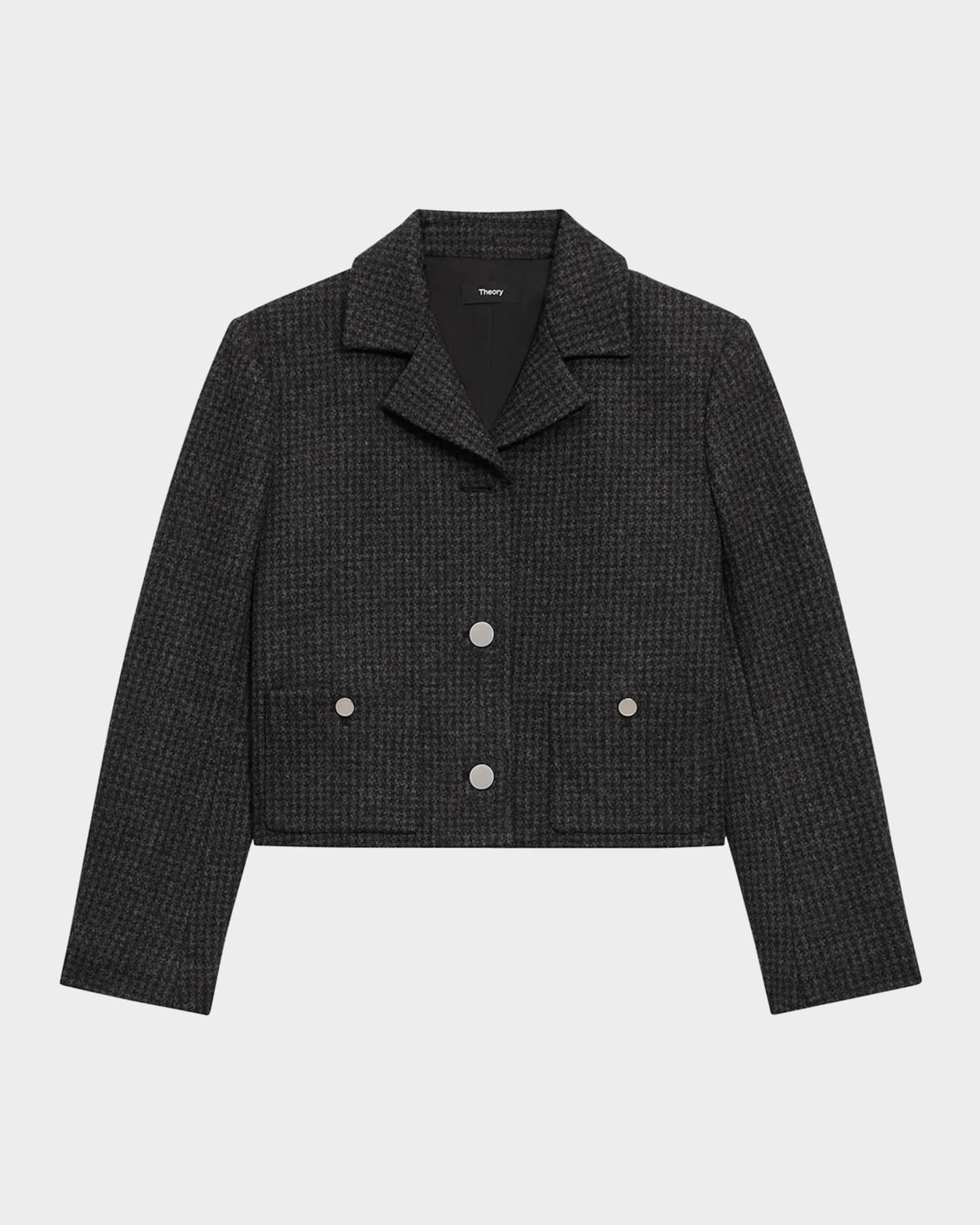 Theory Boxy Cropped Check Flannel Jacket | Neiman Marcus