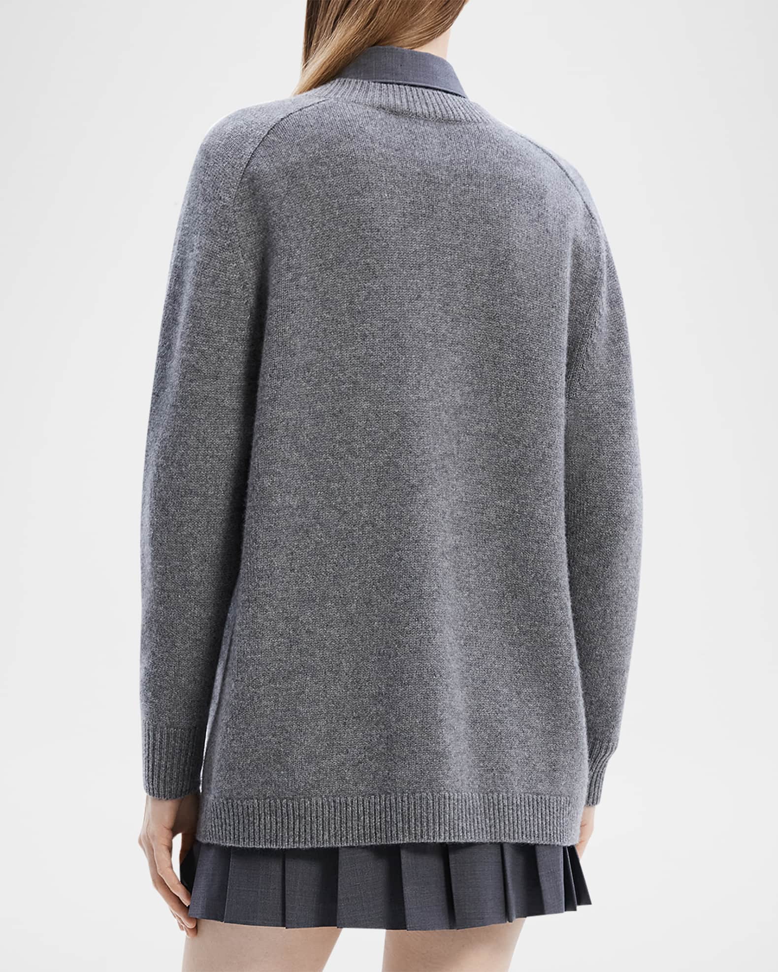 Theory Karenia Felted Wool-Cashmere V-Neck Sweater | Neiman Marcus