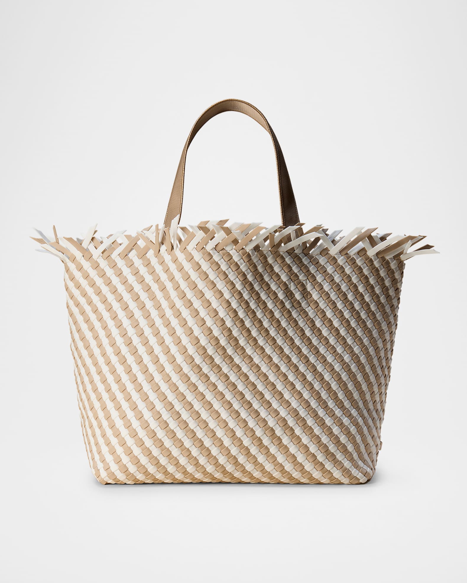 NAGHEDI Havana Large Bicolor Fringe Woven Tote Bag | Neiman Marcus