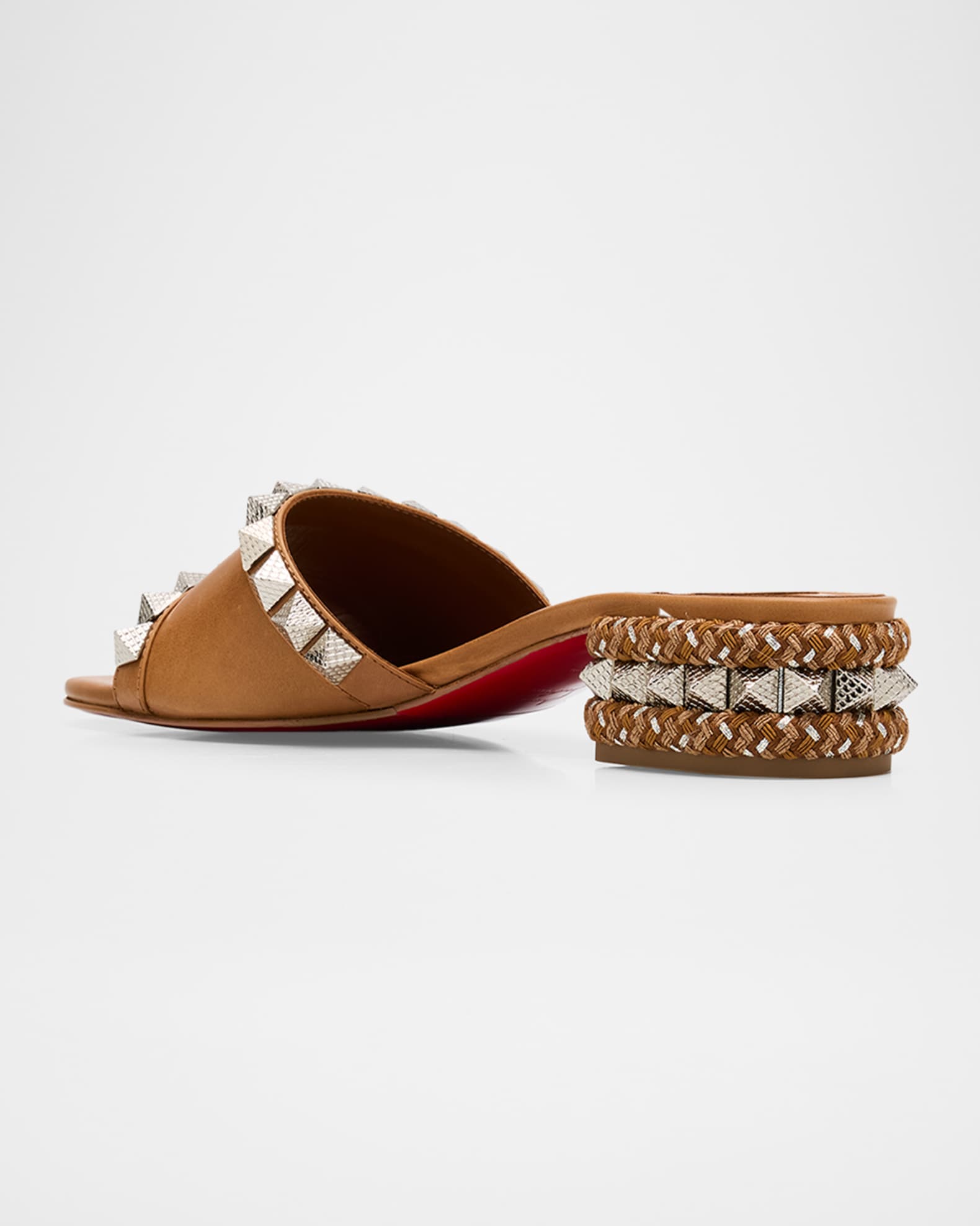 Christian Louboutin 30mm Pyramule Leather Spike Mule Sandals | Neiman ...