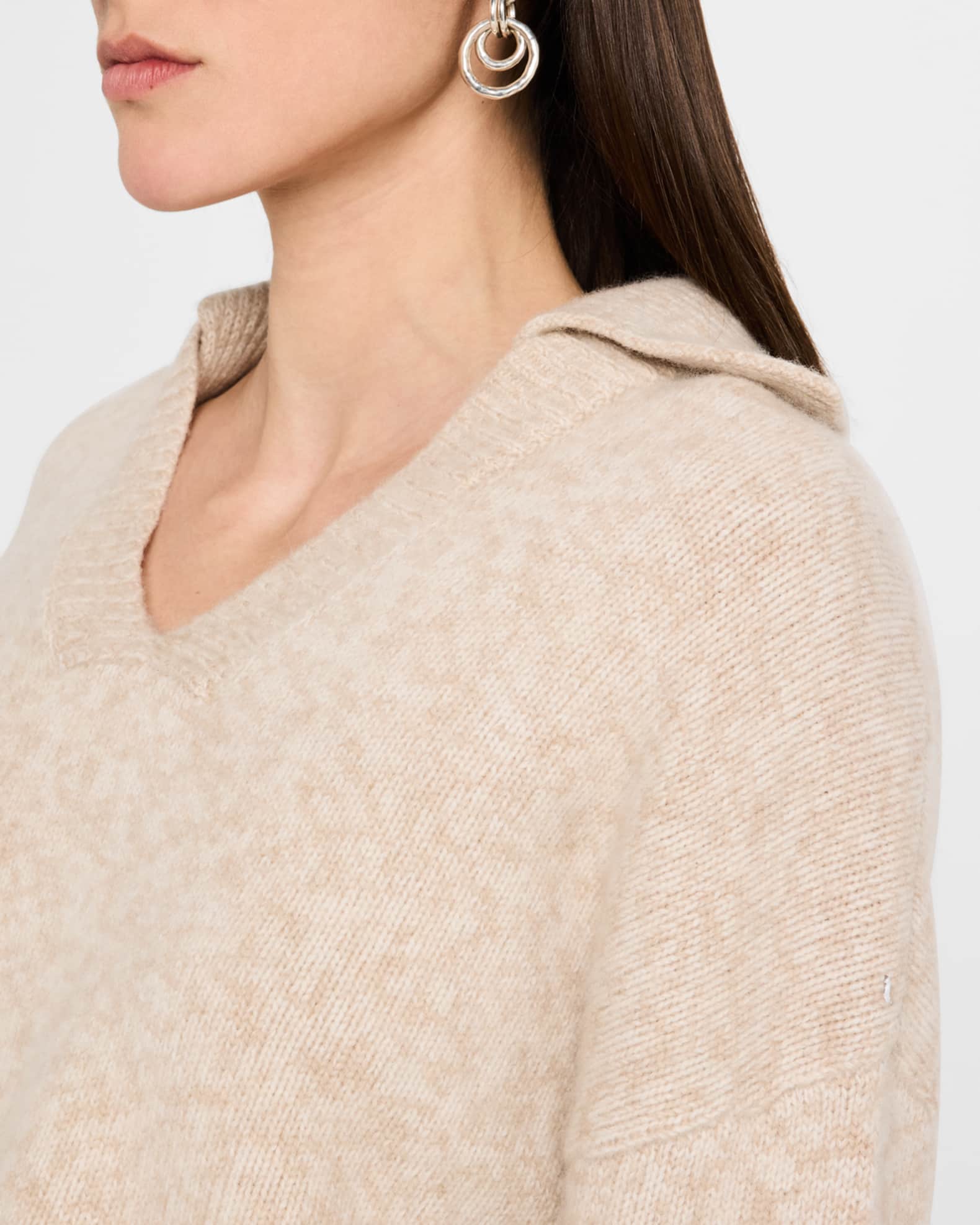 Naadam Super Luxe Cashmere Marled Polo Sweater | Neiman Marcus