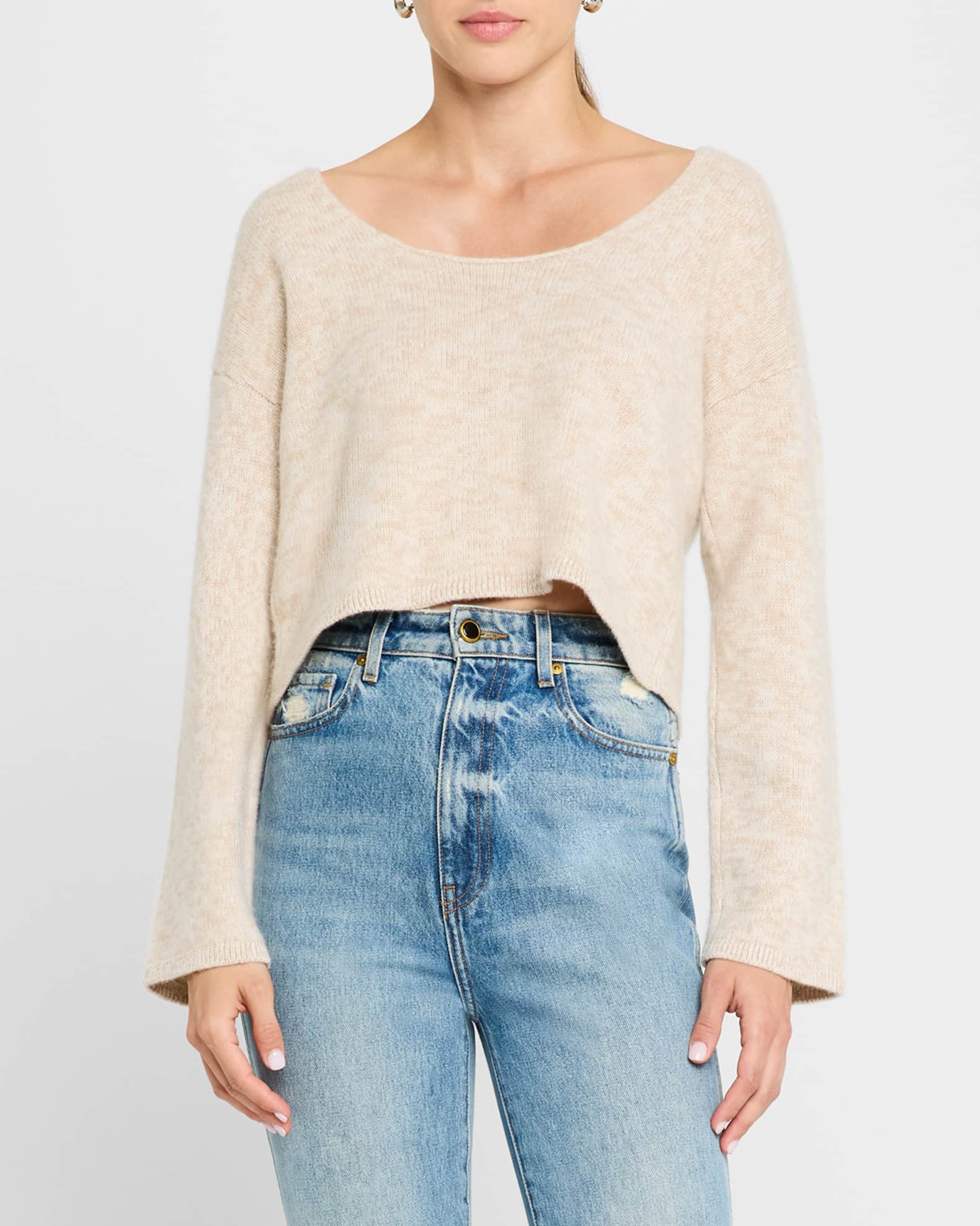 Naadam Reversible Cropped Cashmere Sweater | Neiman Marcus