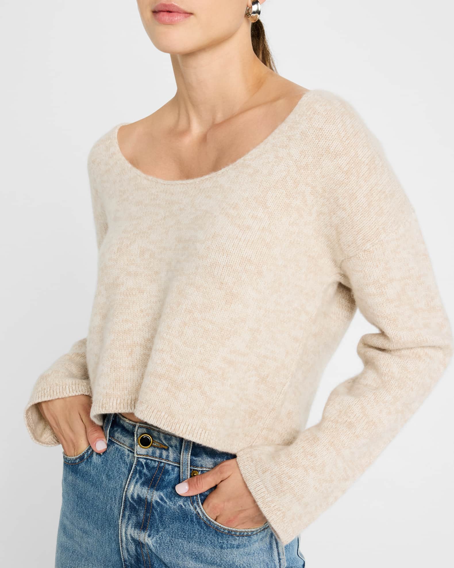 Naadam Reversible Cropped Cashmere Sweater | Neiman Marcus