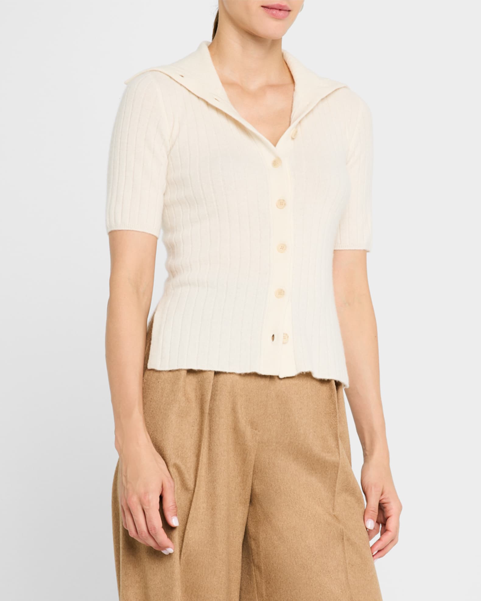 Naadam Ribbed Cashmere Button-Down Sweater | Neiman Marcus