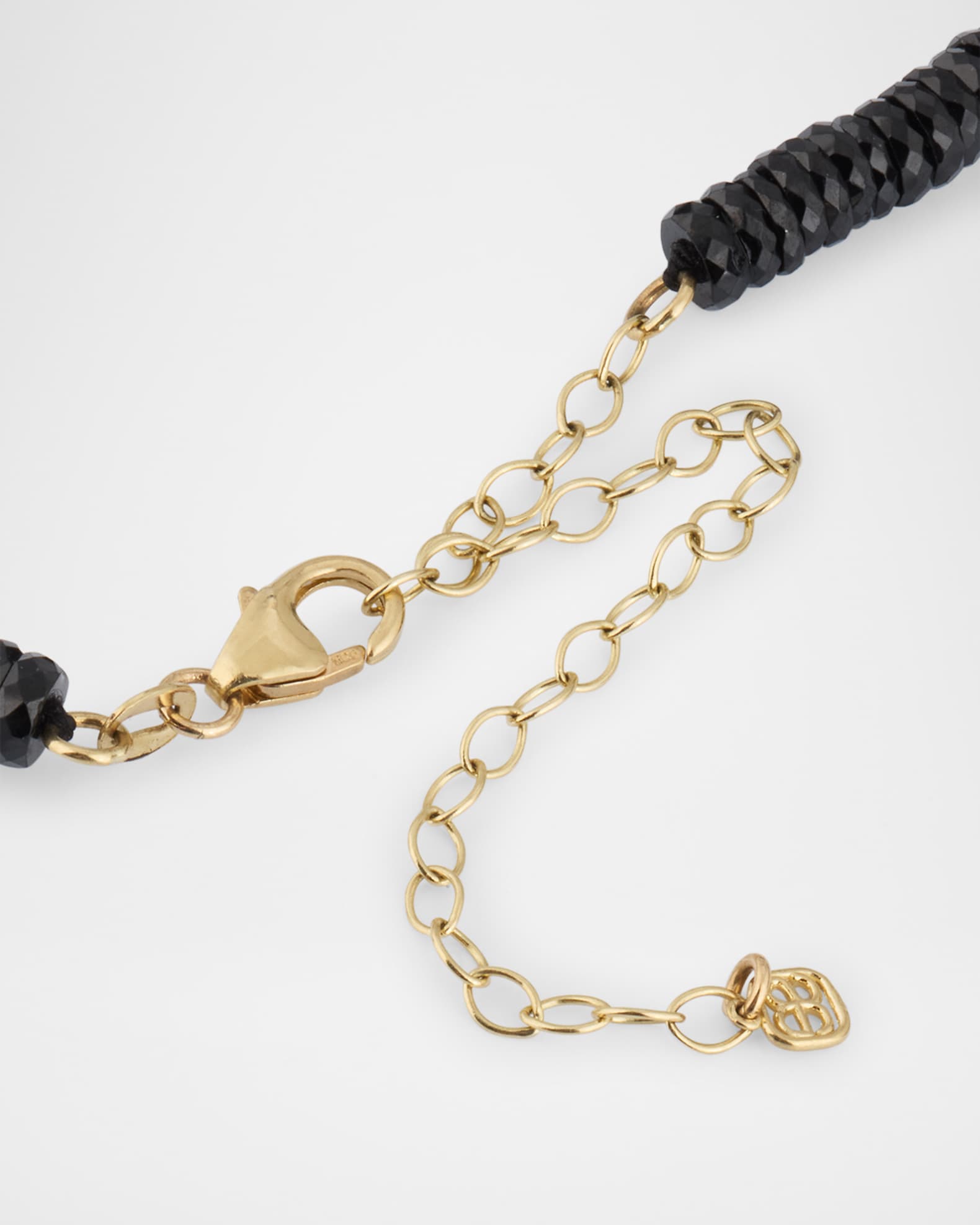 Sydney Evan 14K Yellow Gold Black Spinel Beaded Necklace with Diamonds ...