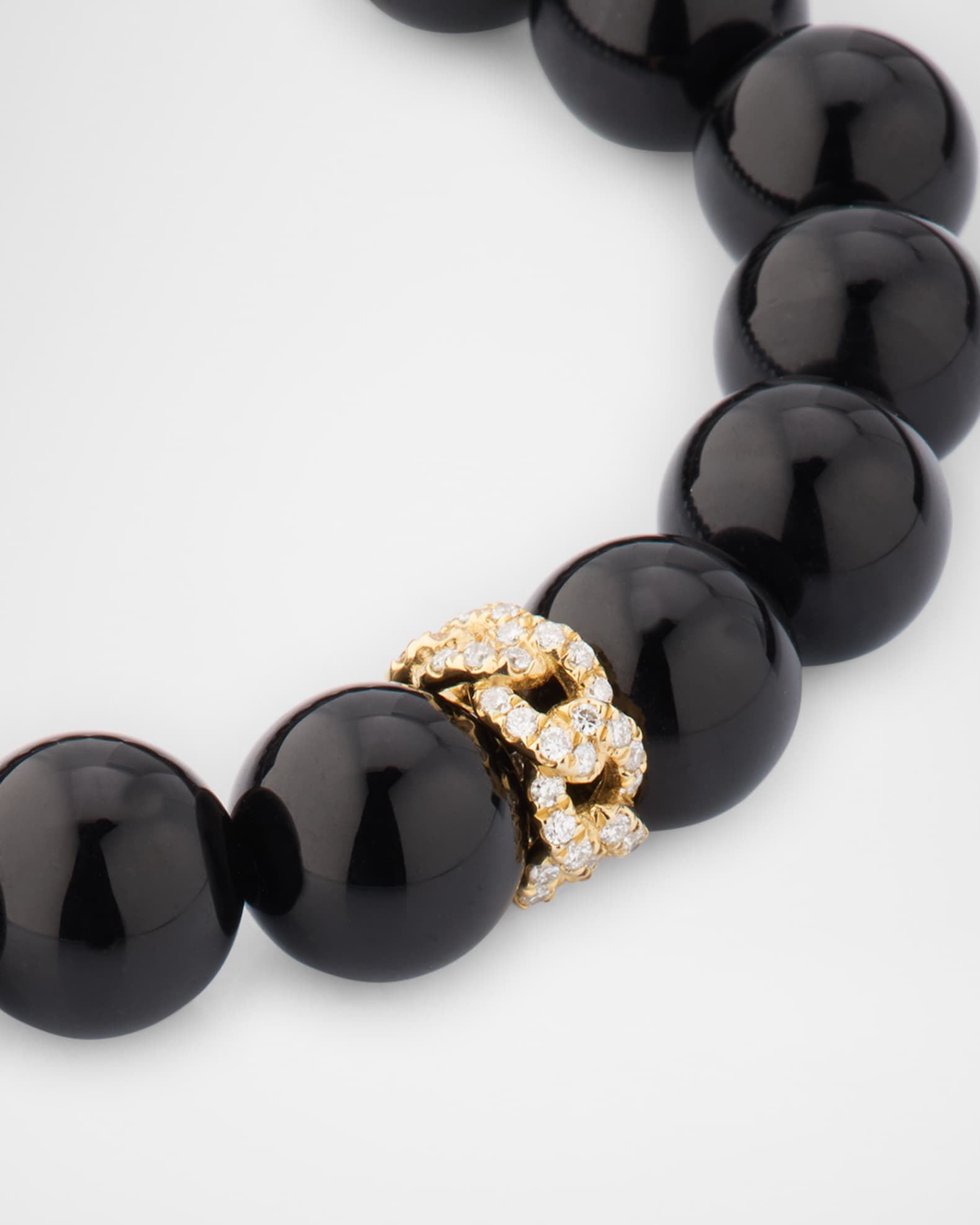 Sydney Evan 8mm Pave Link Rondelle and Onyx Bead Bracelet | Neiman Marcus