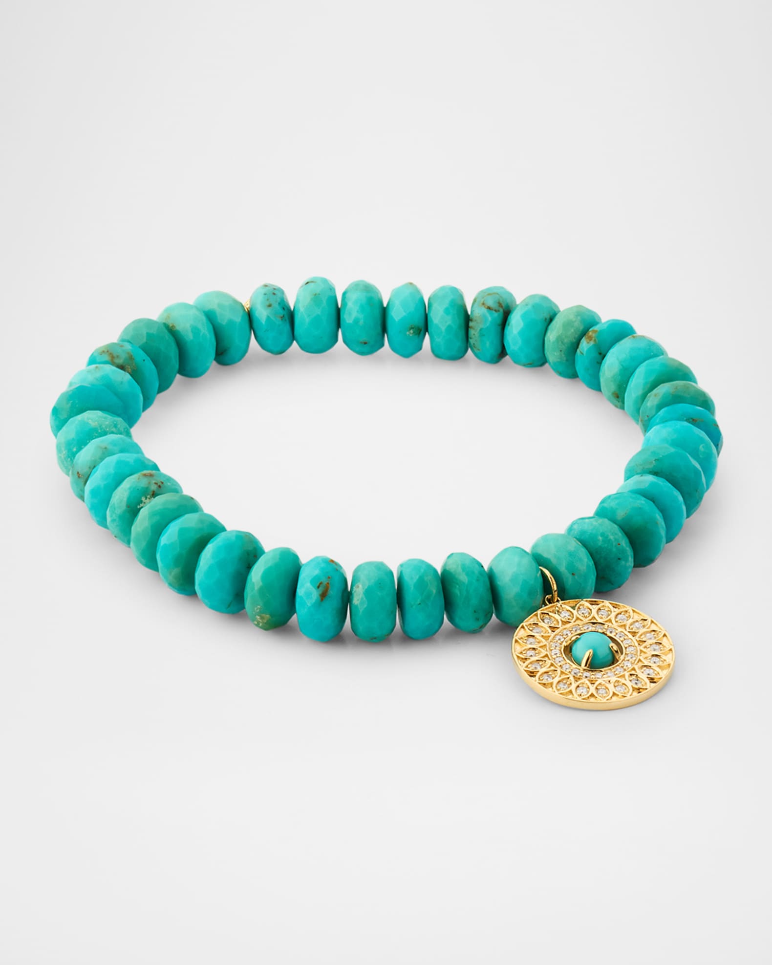Sydney Evan Turquoise Bead Bracelet with Diamond Marquise Eye Open ...