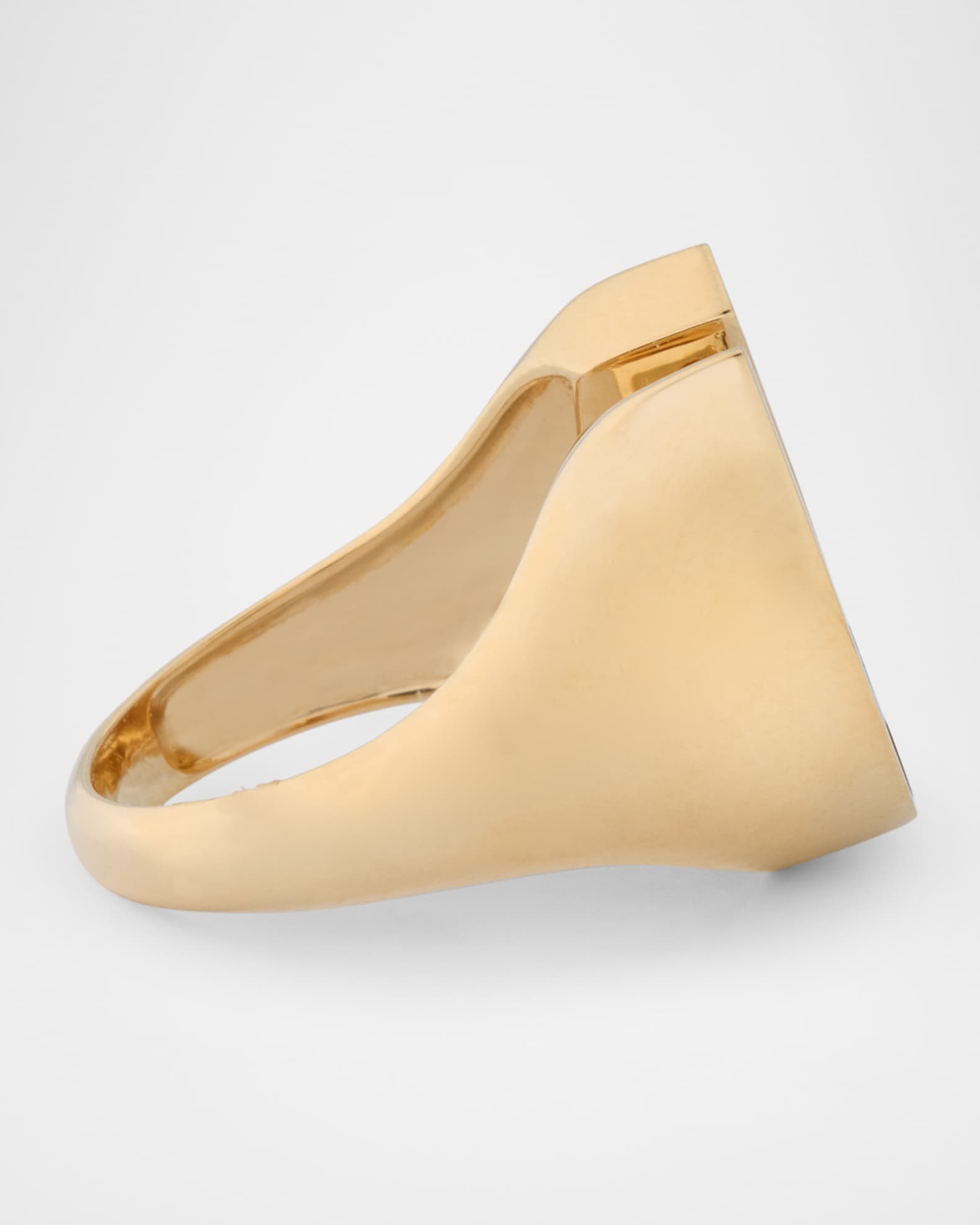 Sydney Evan 14K Yellow Gold Mosaic Horshoe Signet Ring with Diamonds ...