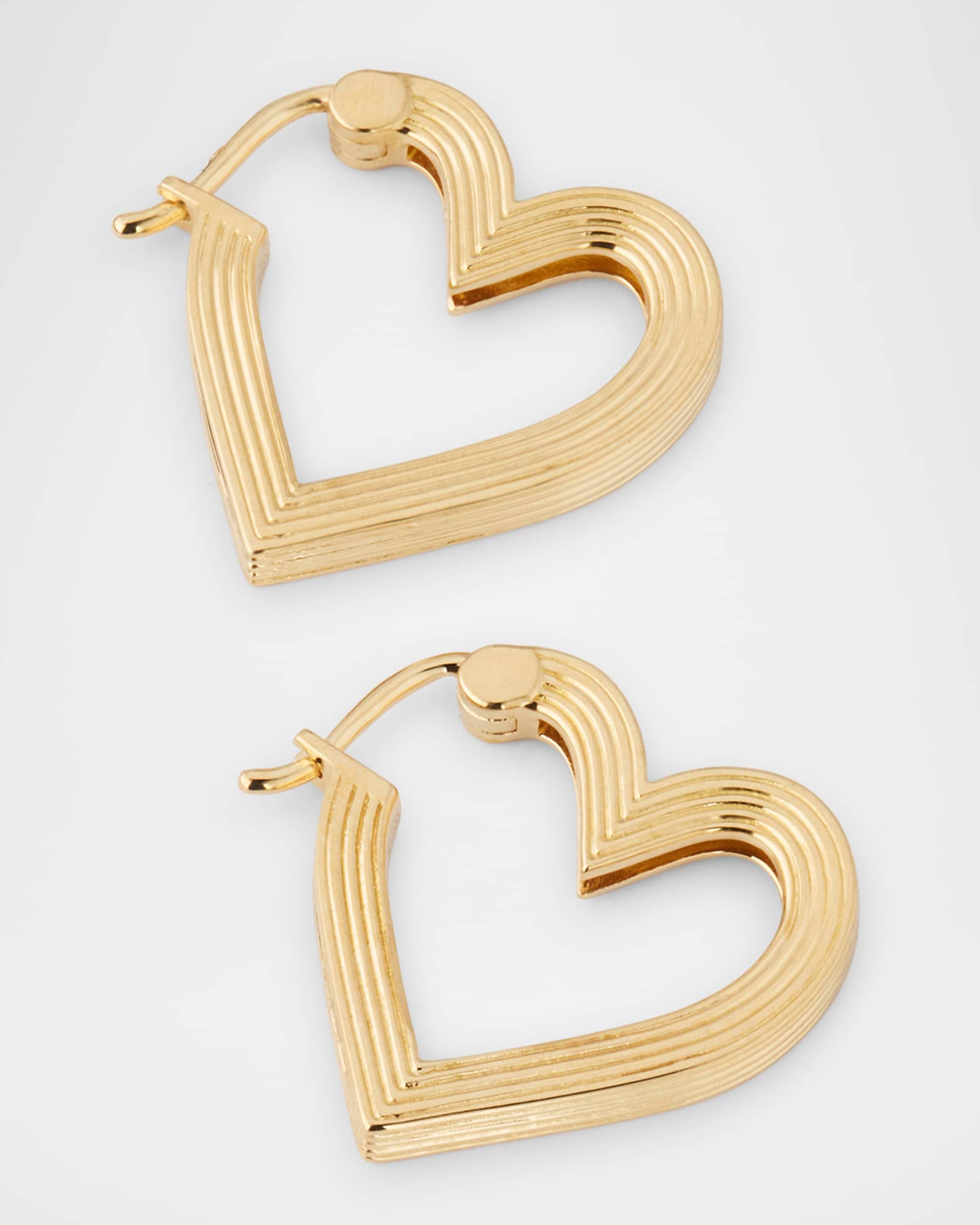 Sydney Evan 14K Gold Fluted Heart Hoop Earrings | Neiman Marcus