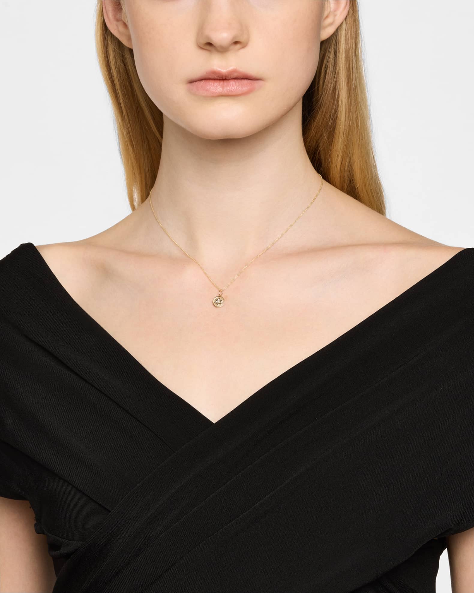 Sydney Evan 14K Yellow Gold Tiny Baby Star of David Coin Charm Necklace ...