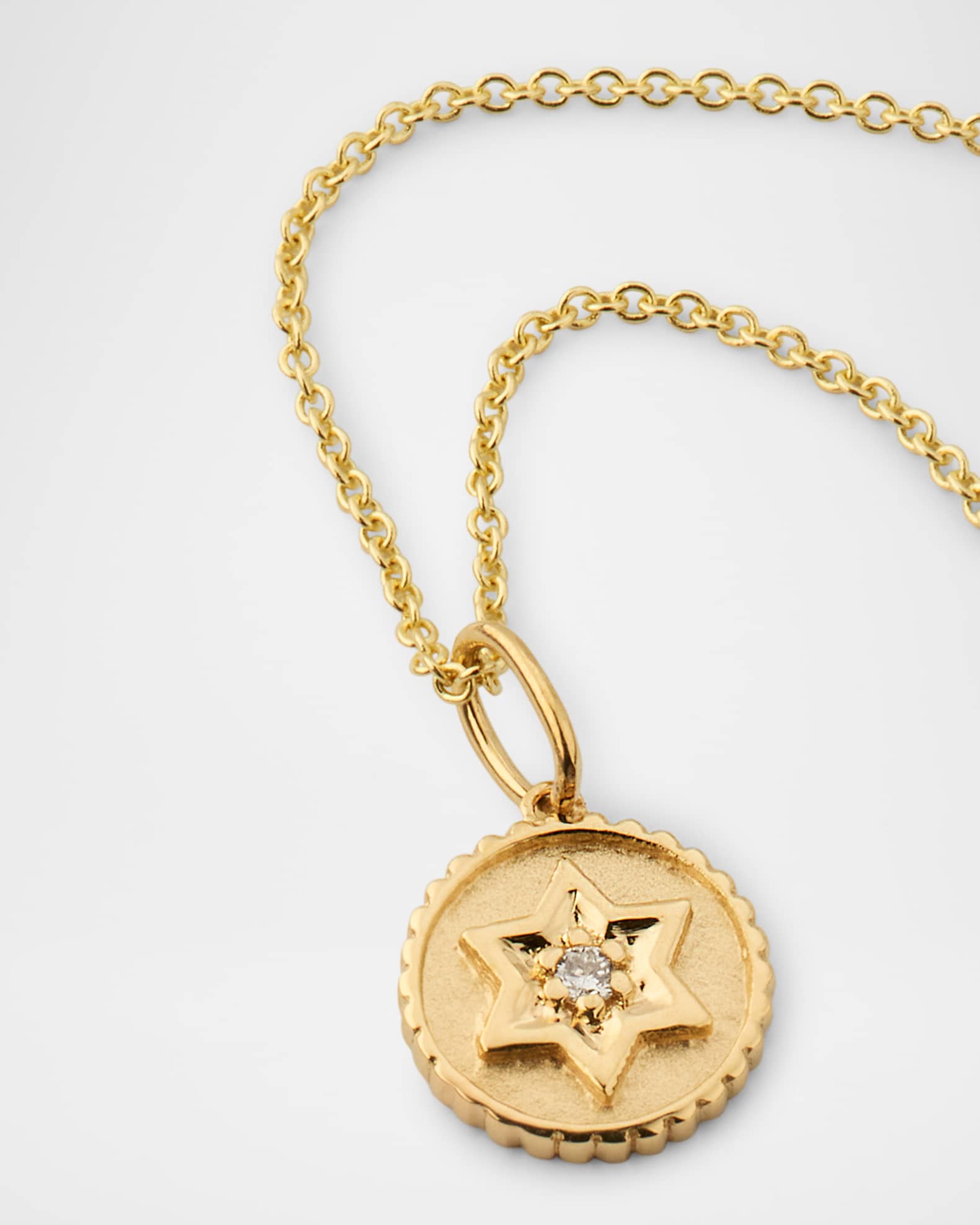 Sydney Evan 14K Yellow Gold Tiny Baby Star of David Coin Charm Necklace ...