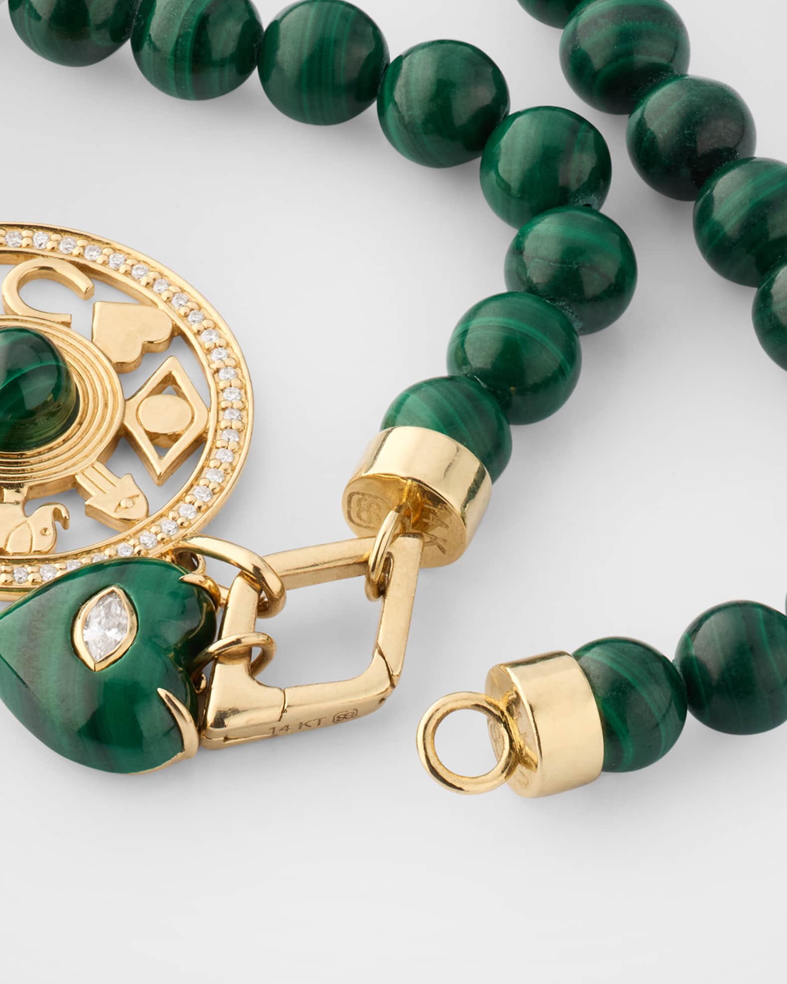 Sydney Evan Malachite Open Icon and Carved Heart Necklace | Neiman Marcus