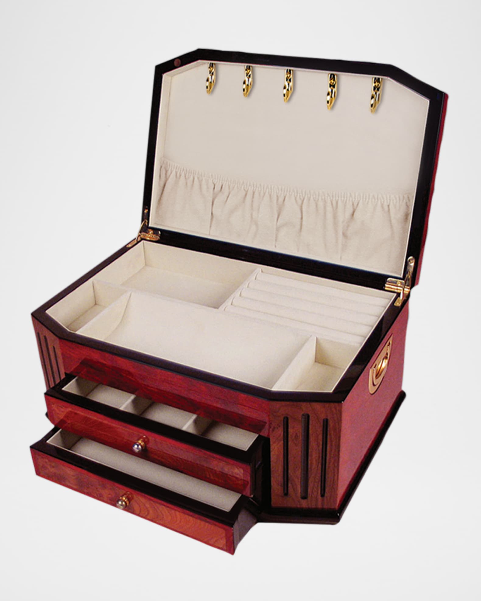 Tizo Polished Two-Tone Wood Jewelry Box with Handles | Neiman Marcus